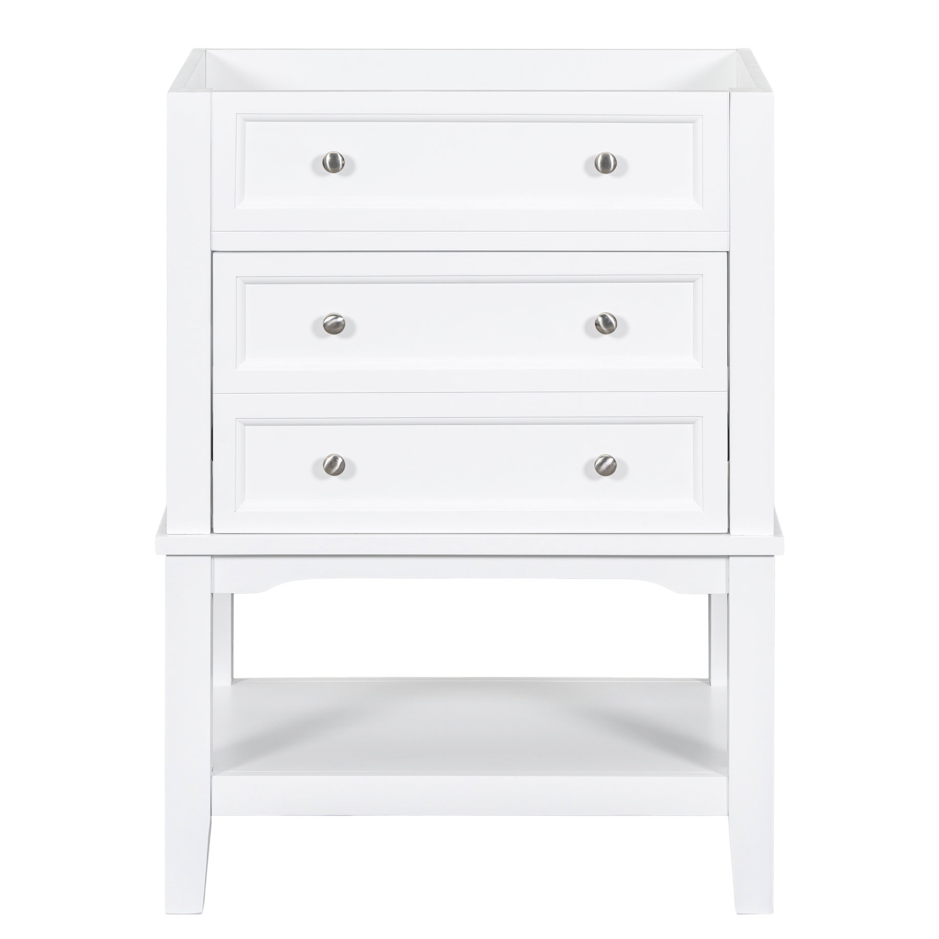 Winston Porter Solid Wood & Bathroom Vanity Base - White, Modern Style ...
