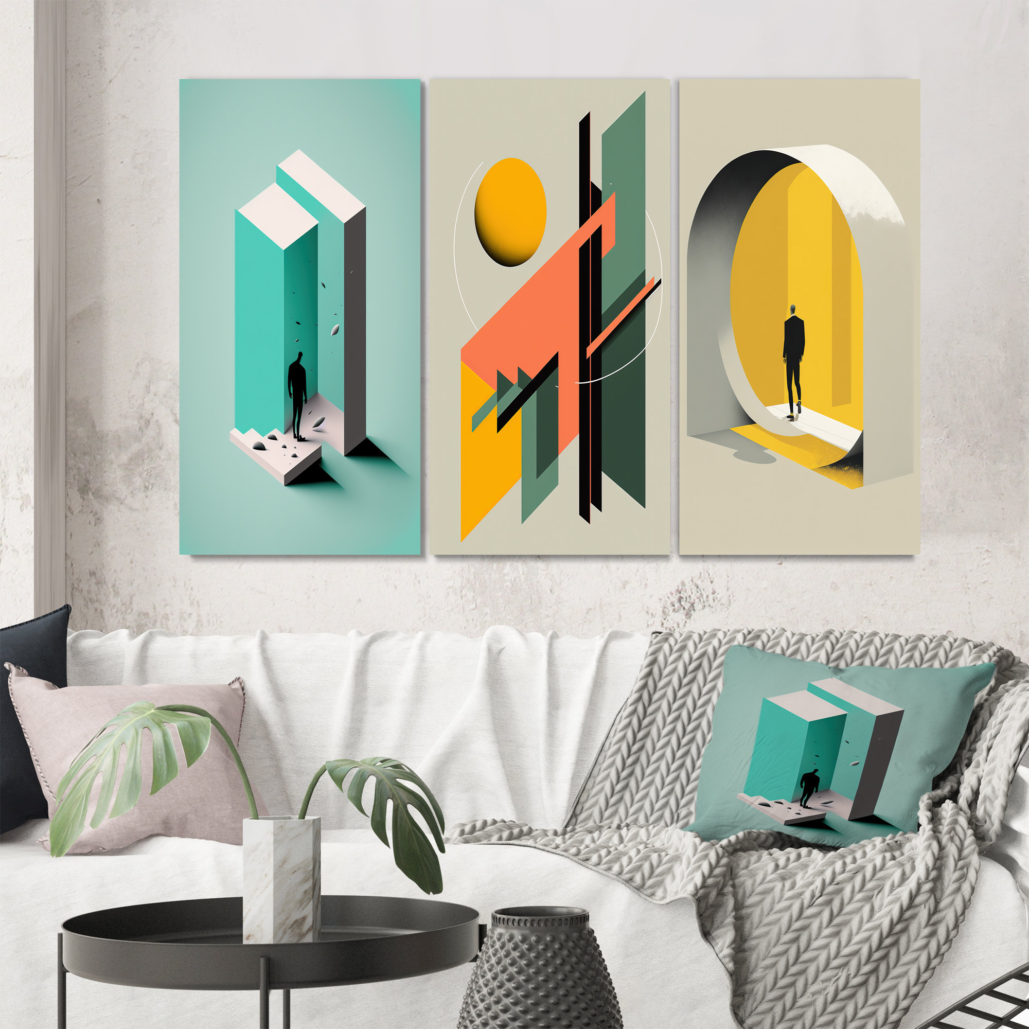 George Oliver " Reality Of Essential Shapes " 3 - Pieces on Canvas ...