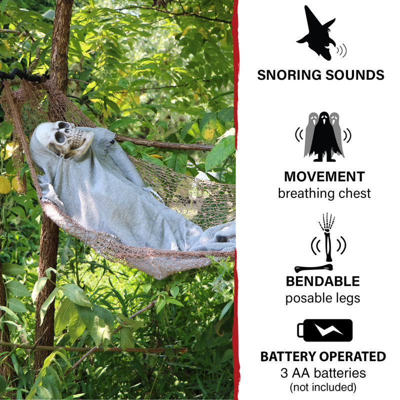 Haunted Hill Farm Skeleton In Hammock Poseable Sleepless Figurine | Wayfair
