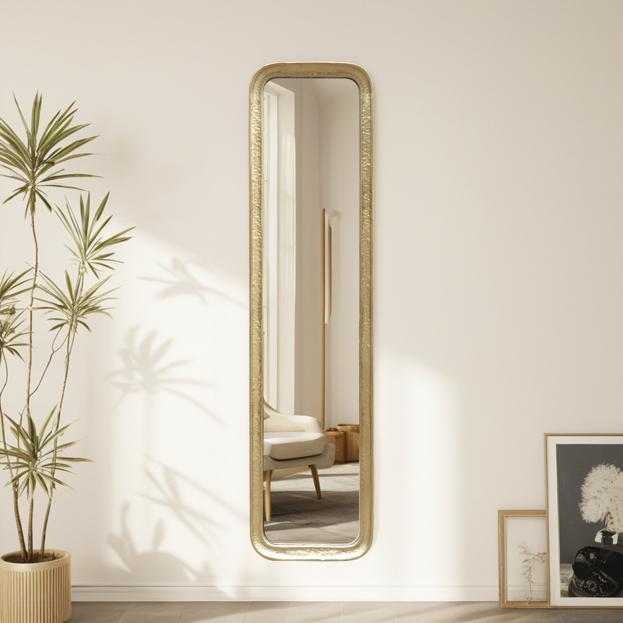 House of Hampton® Gold Metal Frame Rectangular Full Length Mirror with ...
