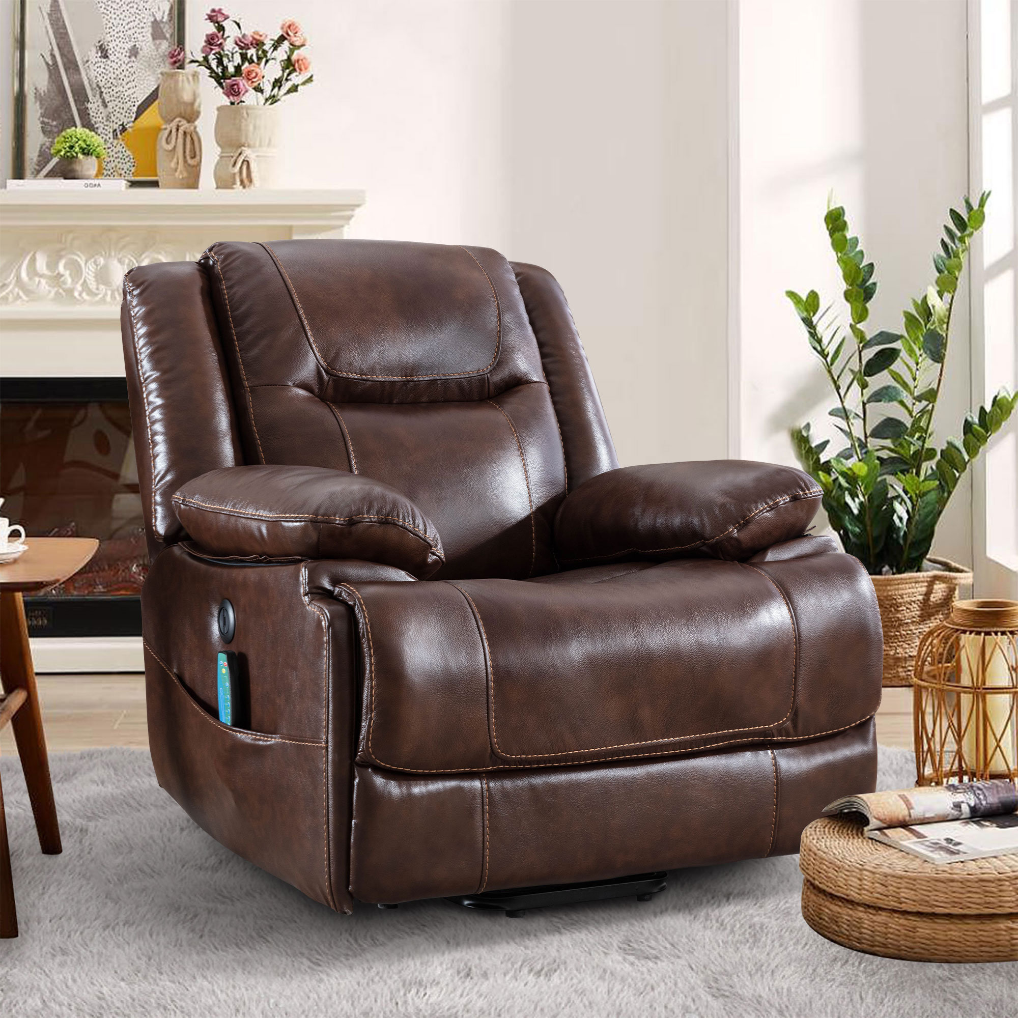 Latitude Run® 41" W Top Grain Genuine Leather Super Soft And Oversize ...