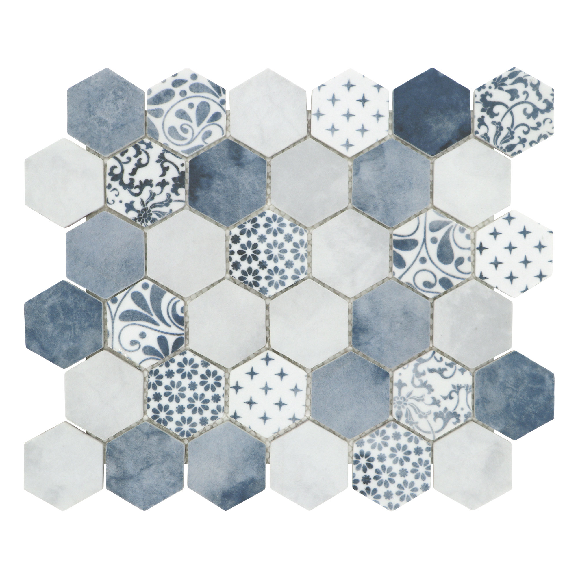 hexagonal blue tiles