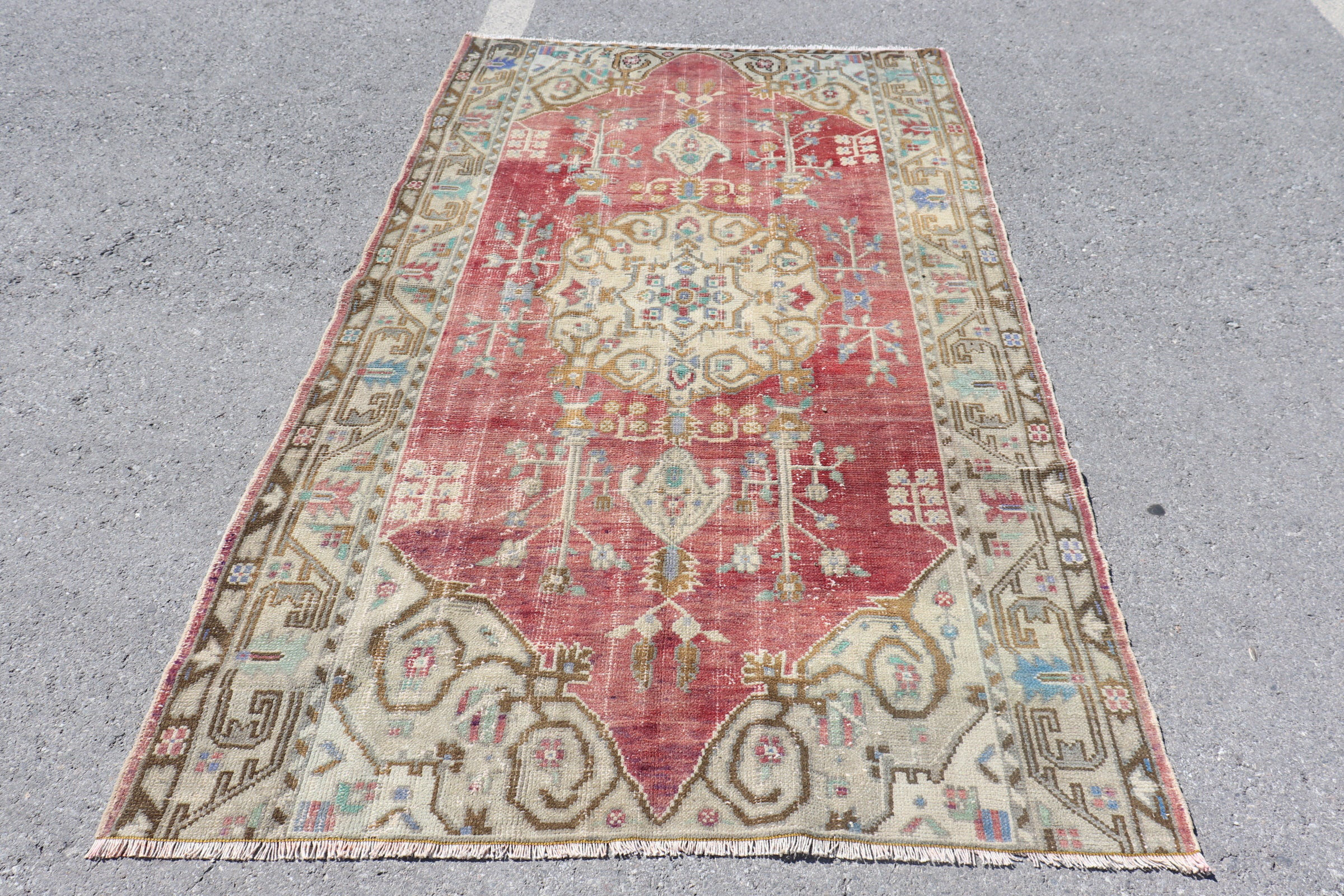 Bungalow Rose Handmade Turkish Vintage Rug in Red - Bohemian Style ...