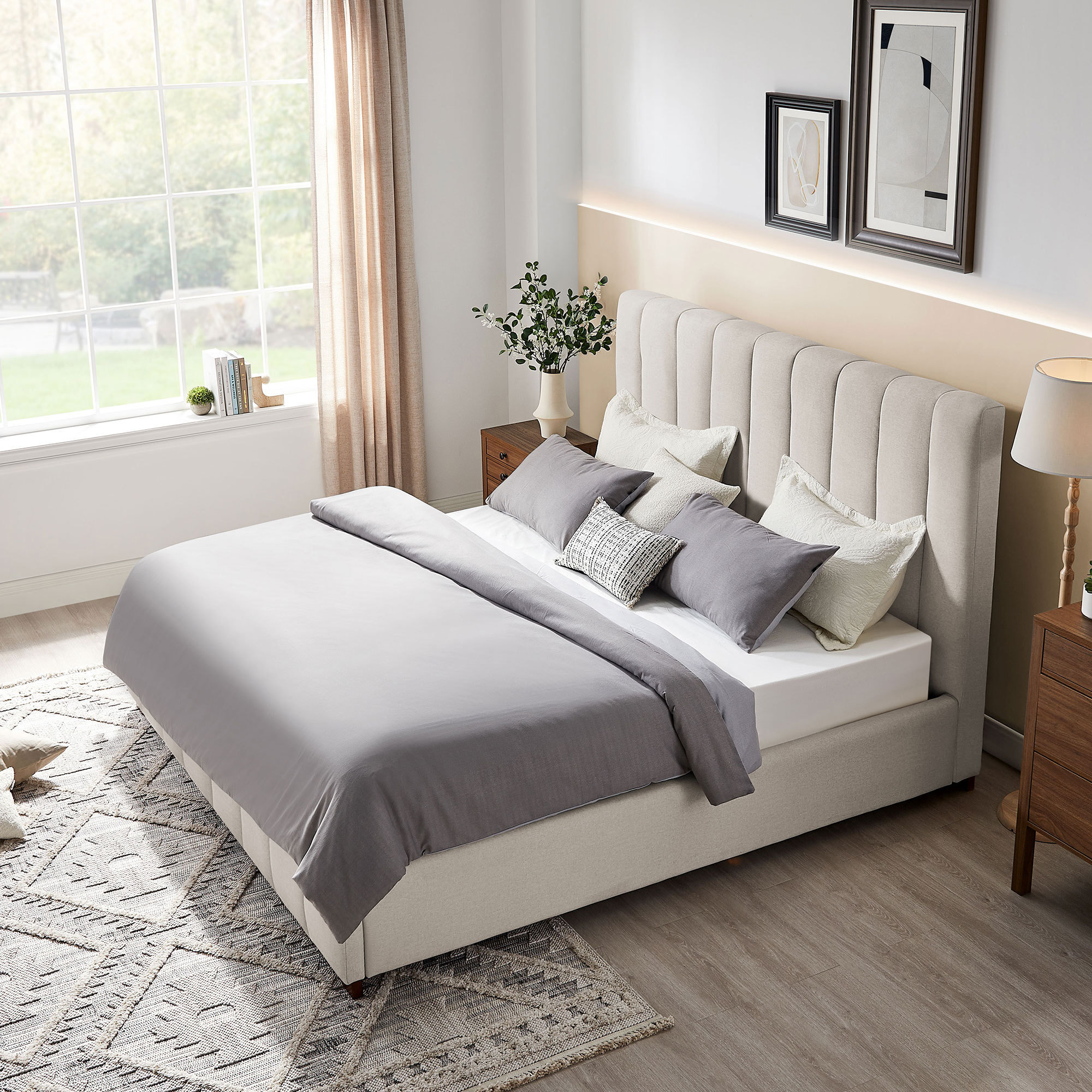 Latitude Run® Chic Full Size Upholstered Bed Frame: Platform With ...