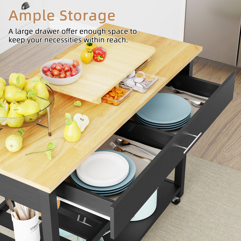 Wade Logan® Aresha Wood Kitchen Island & Reviews | Wayfair