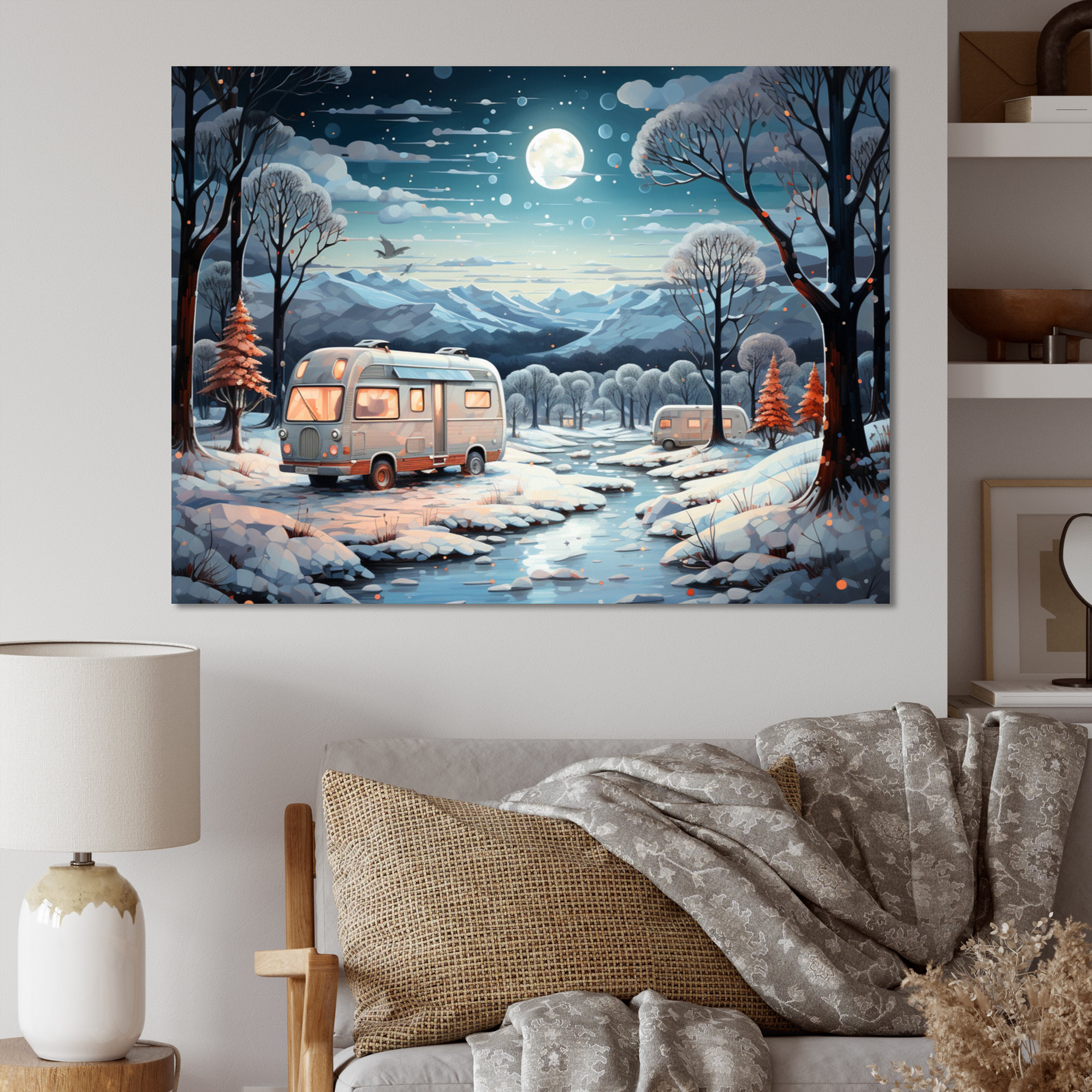 Latitude Run® Campingtravel Winters Whisper V - Print on Canvas | Wayfair