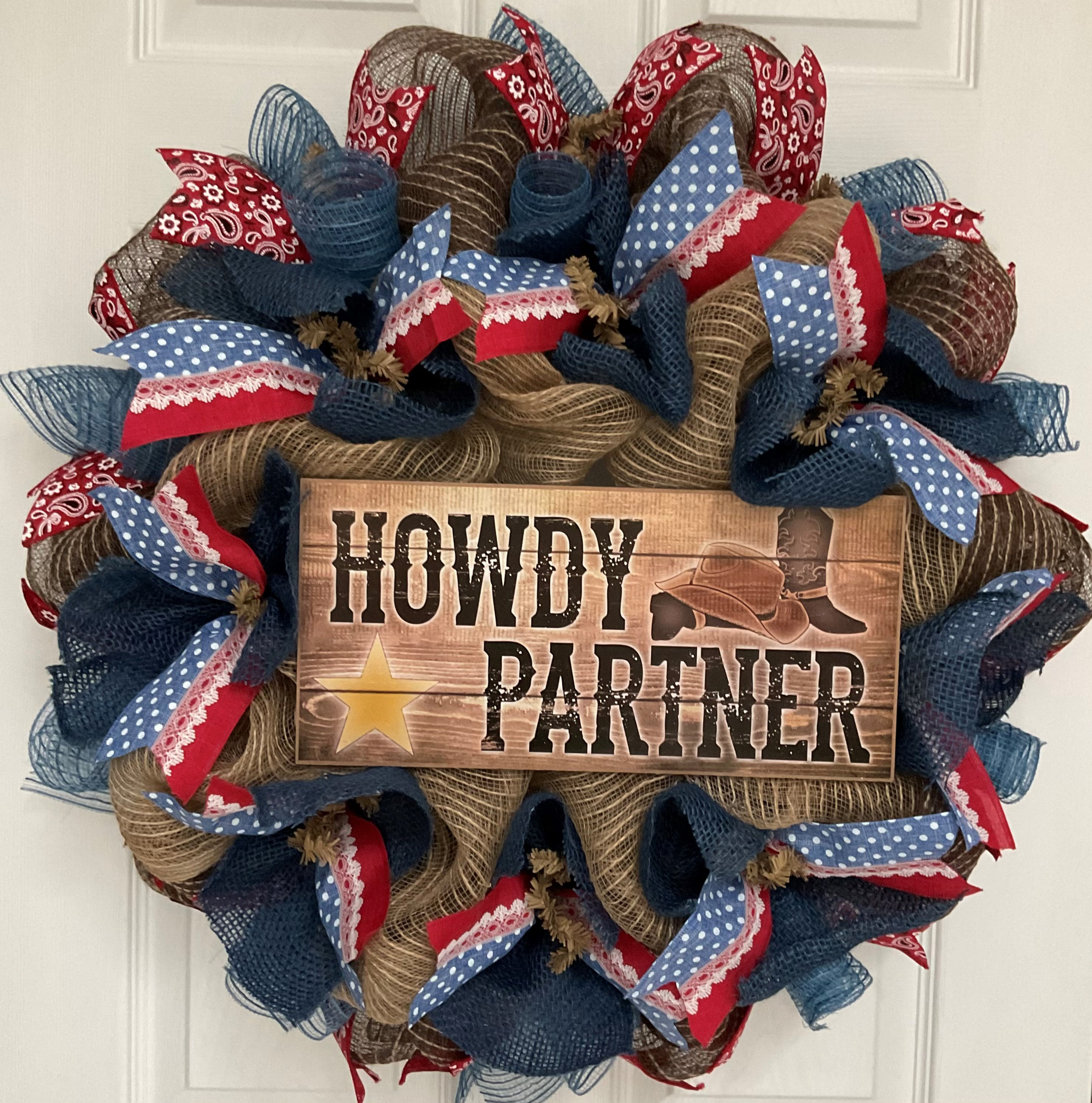 The Holiday Aisle® Western Welcome Wreath Howdy Partner | Wayfair