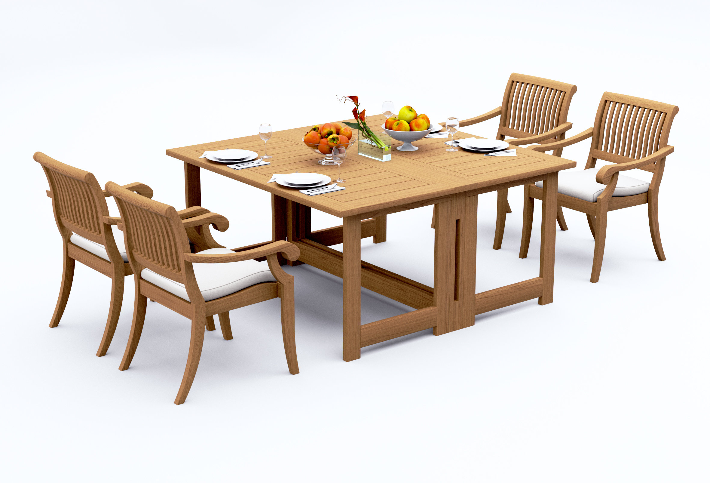 Red Barrel Studio 4 Seats 5 Pcs Grade-A Teak Wood Dining Set: 60 ...