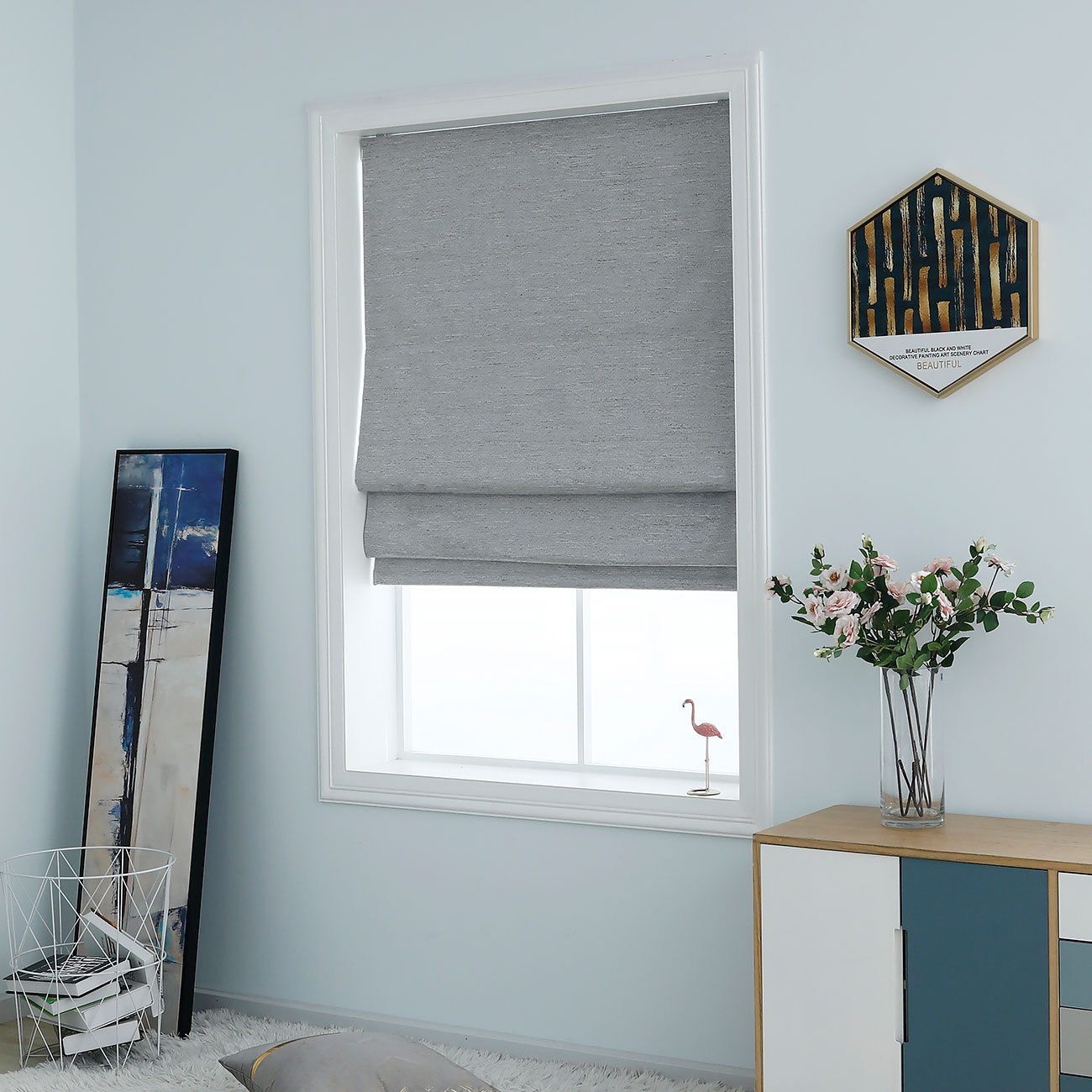 Symple Stuff Cordless Room Darkening Roman Window Shades with Woven ...