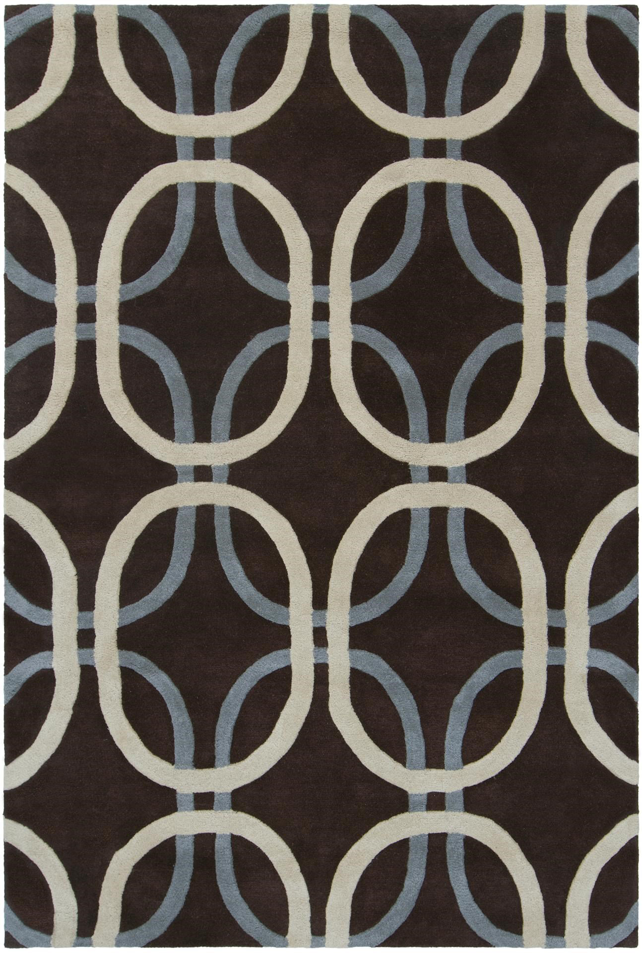 Chandra Rugs Rowe Geometric Handmade Tufted Wool Brown/Ivory Area Rug ...