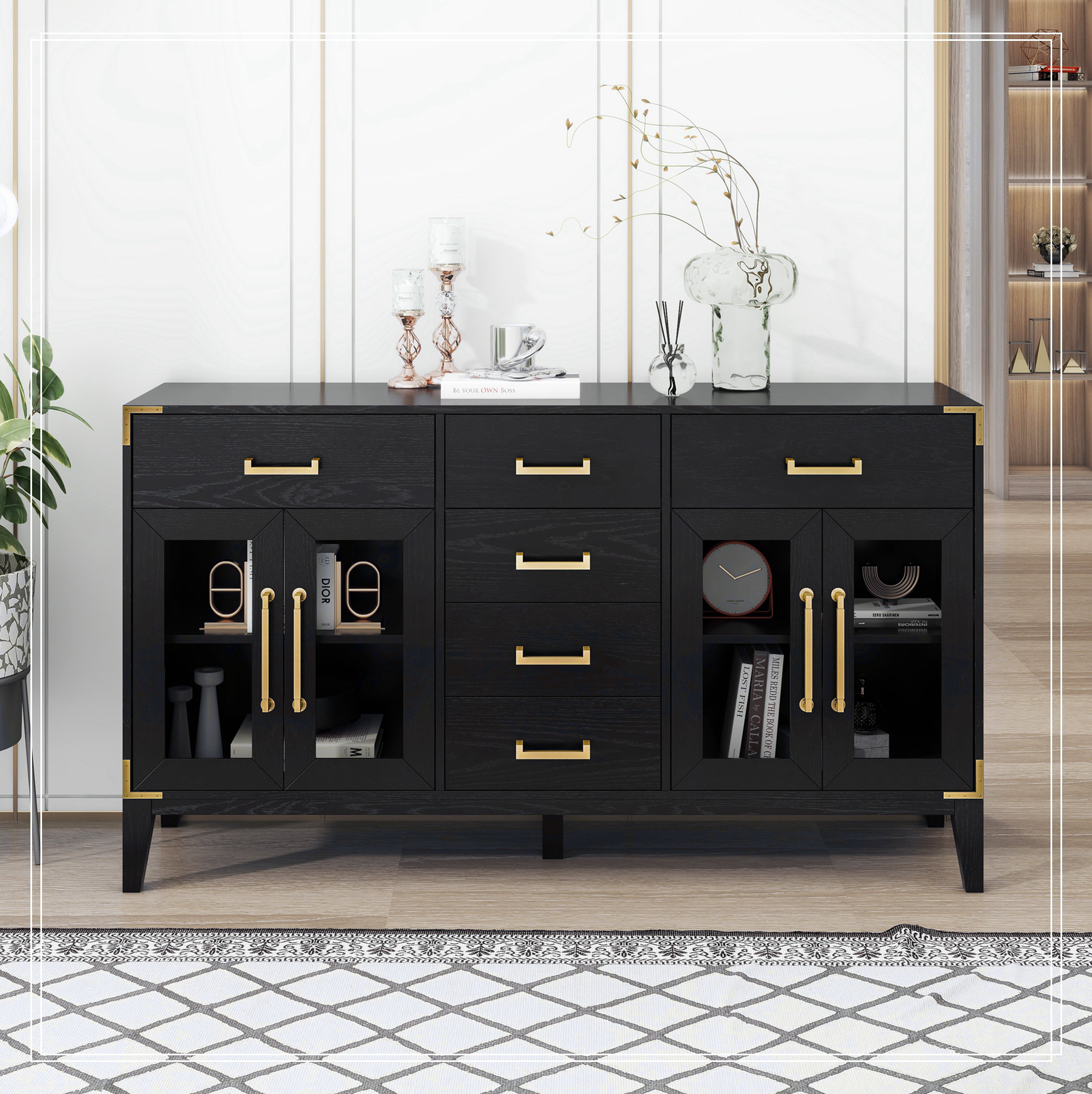 Lark Manor™ 6-drawer and 2-Cabinet Retro Sideboard with Extra Large ...