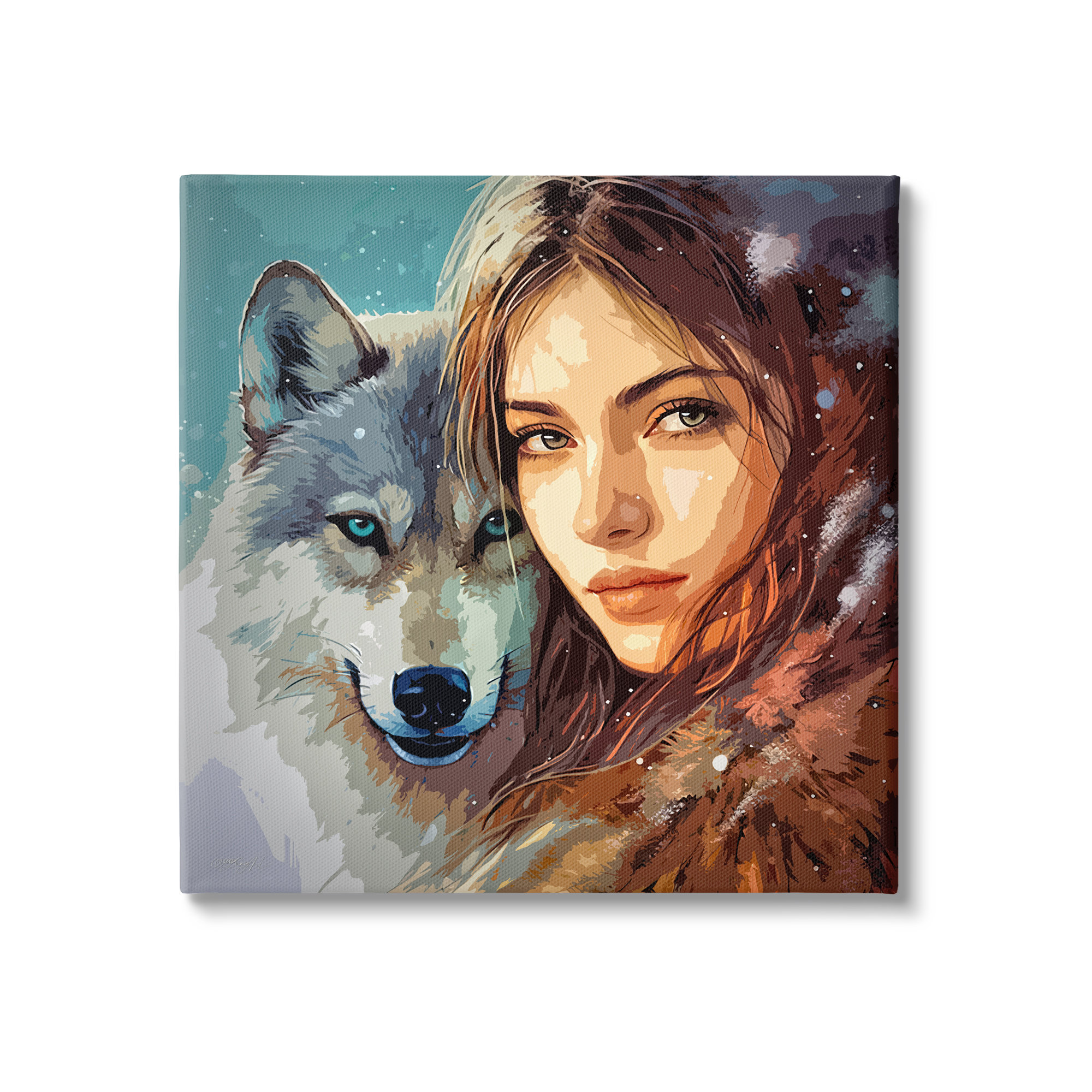 Millwood Pines Girl & Grey Wolf Portrait by Lena Owens | Wayfair