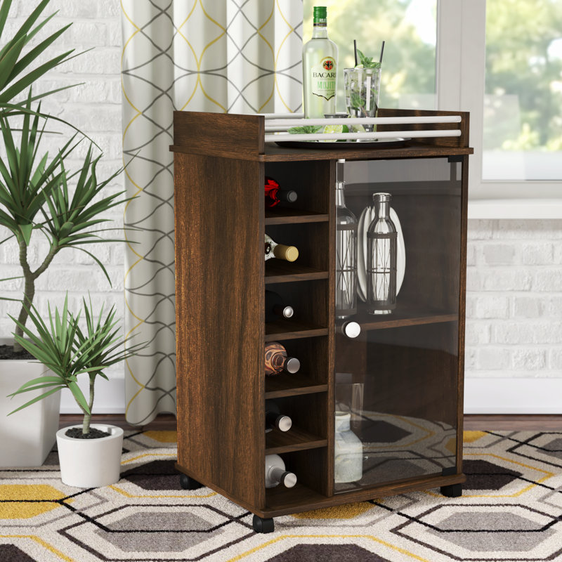 Wade Logan® Crossnore Portable Bar Cart with Glass Door & Reviews | Wayfair