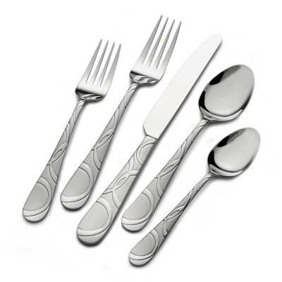 International Silver Checkered Frost Stainless Steel Flatware, 20-Piece ...