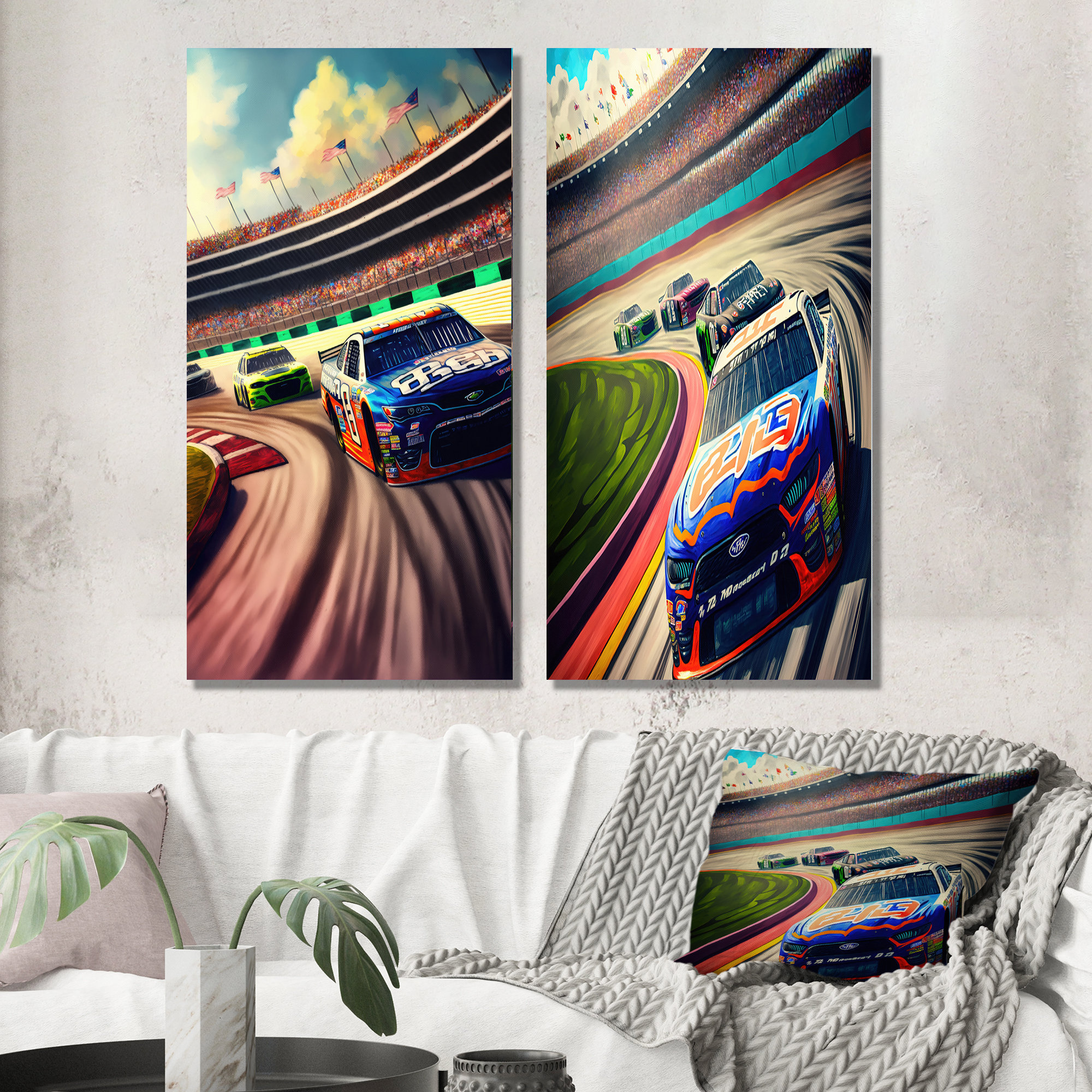 Bay Isle Home™ Daytona Stock Car Racing Last Lap - Wall Art For Bedroom ...