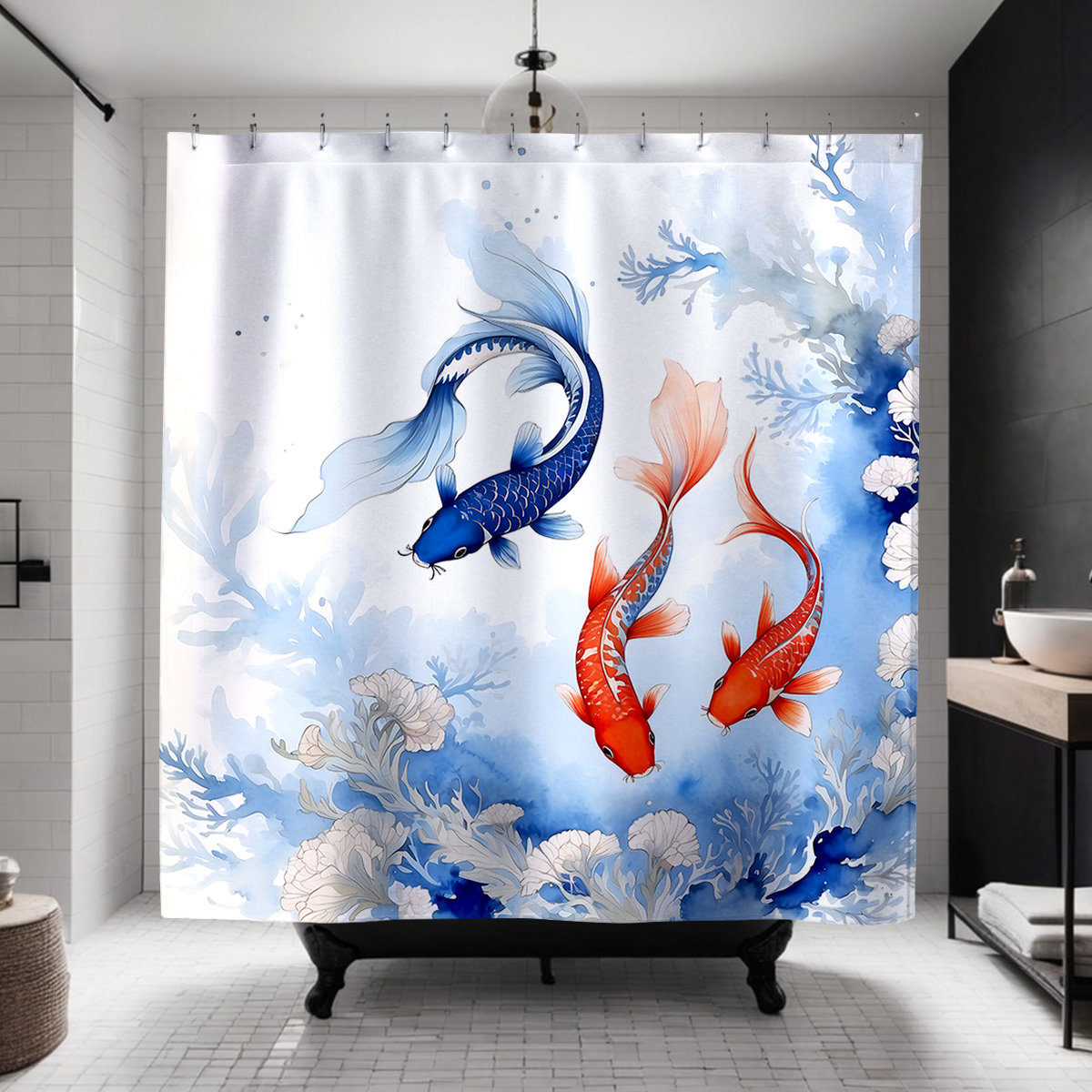 ULLI HOME Baddo Koi Fish Shower Curtain - Wayfair Canada