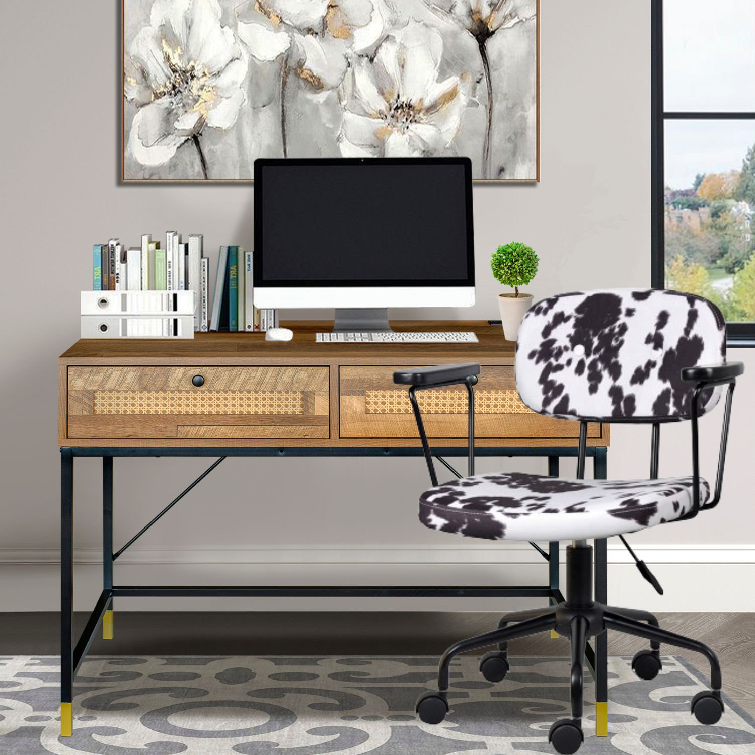 Williston Forge Ciarah 2 Piece Rectangular Writing Desk Office Set with ...