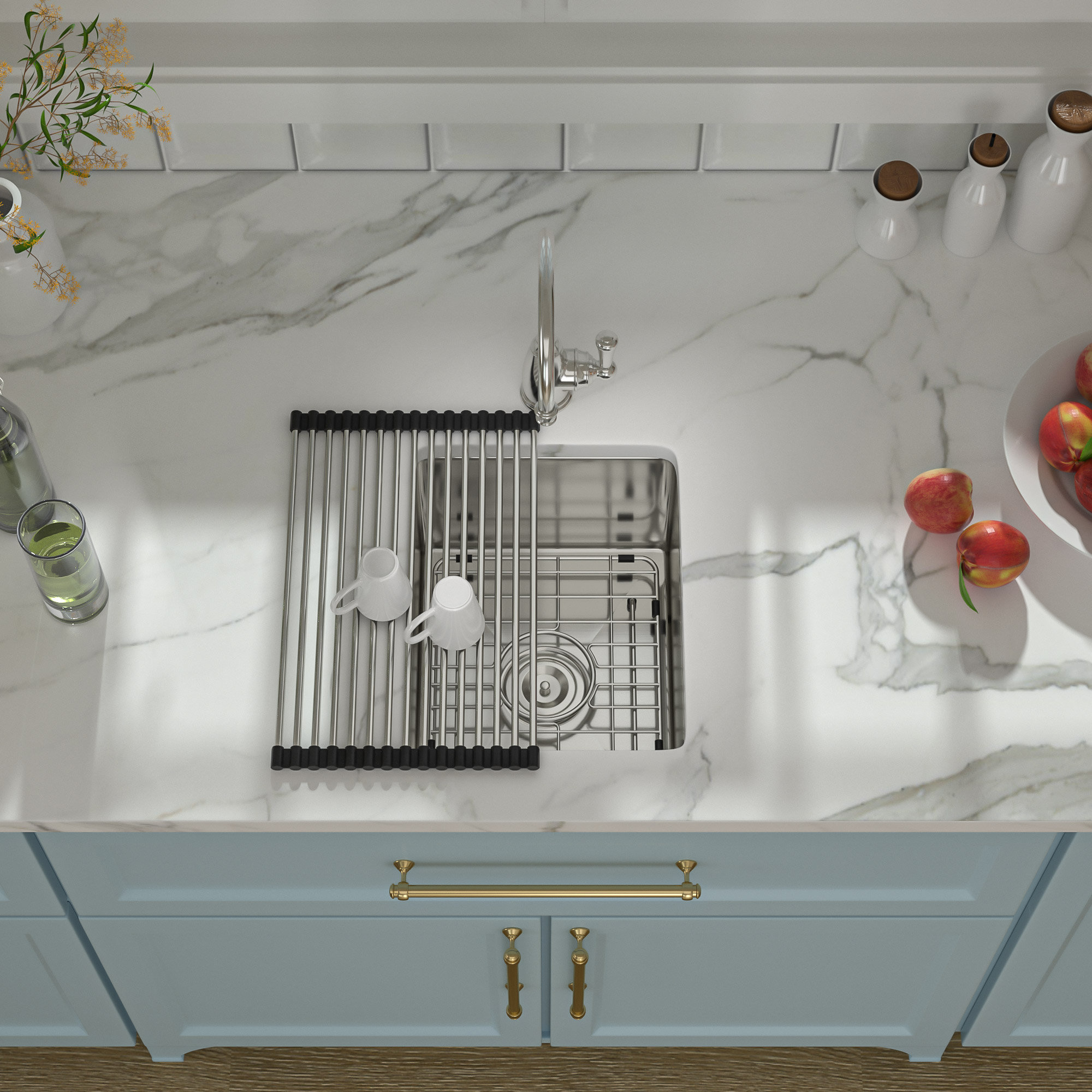 Lordear 13" L x 15" W Undermount Bar Sink Single Bowl Prep Sink 16 ...