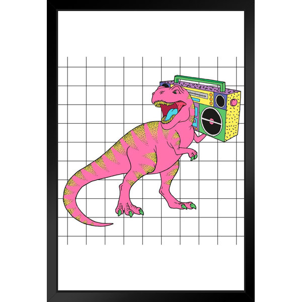 Trinx Totally Rad T Rex Boombox Retro Dinosaur Poster For Kids Room ...