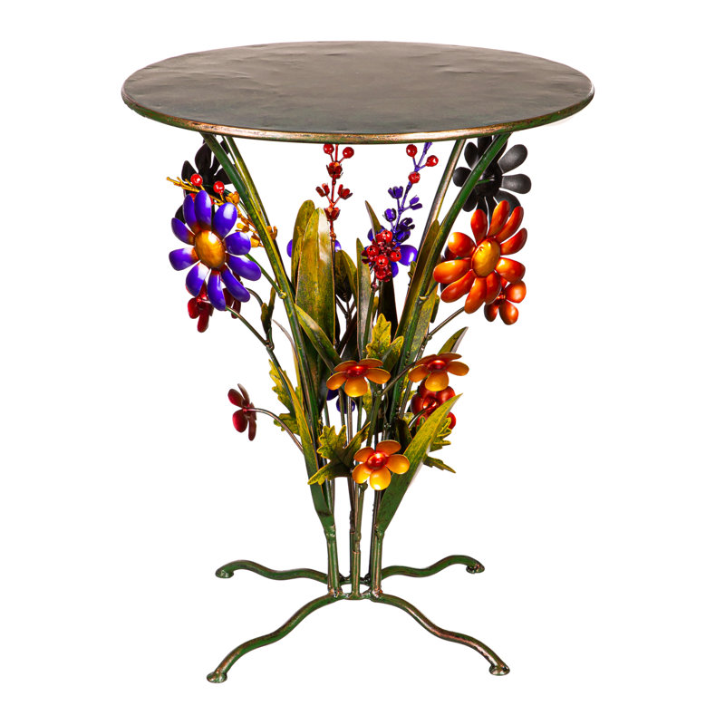 Lark Manor Ashelman Handmade Metal Daisies Outdoor Side Table & Reviews ...