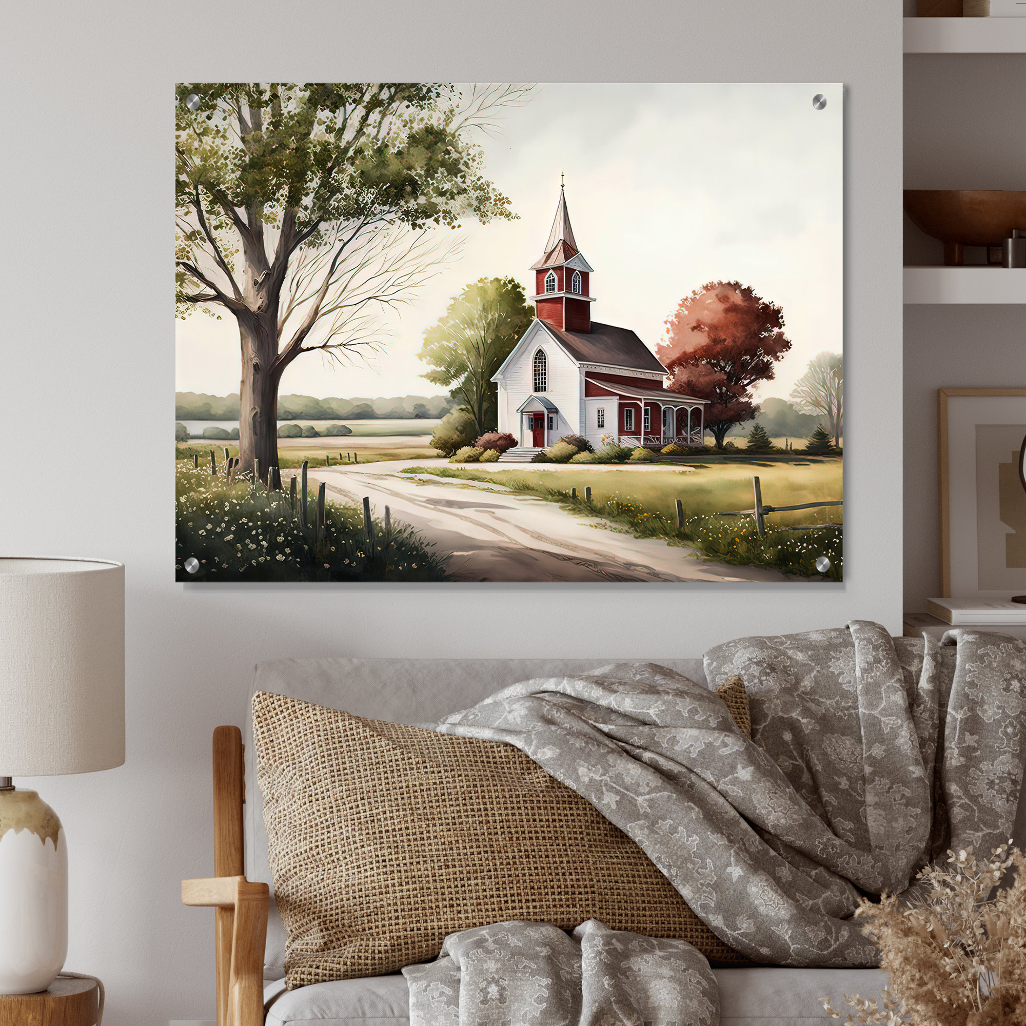 Gracie Oaks Monochome Yellow And Grey Farm VI - Barn Farm Ranch Acrylic ...