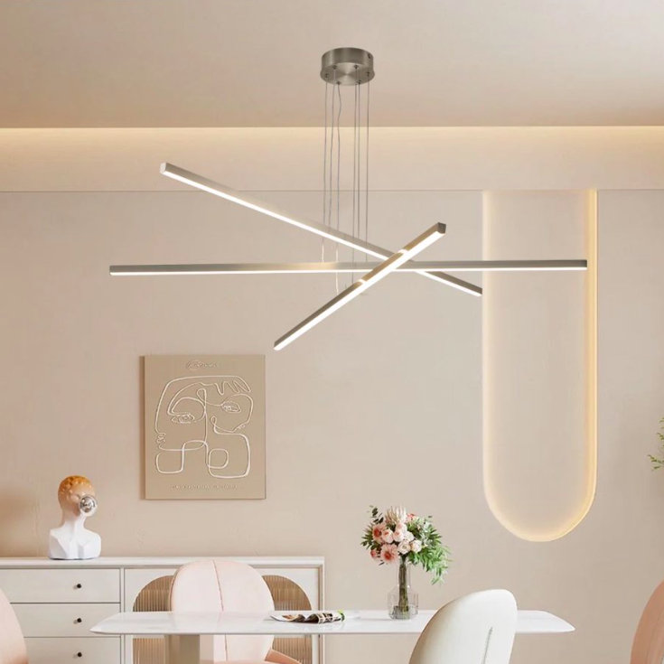 Akari Lanterns 47" W 3-Light Dimmable Integrated LED Chrome Linear ...