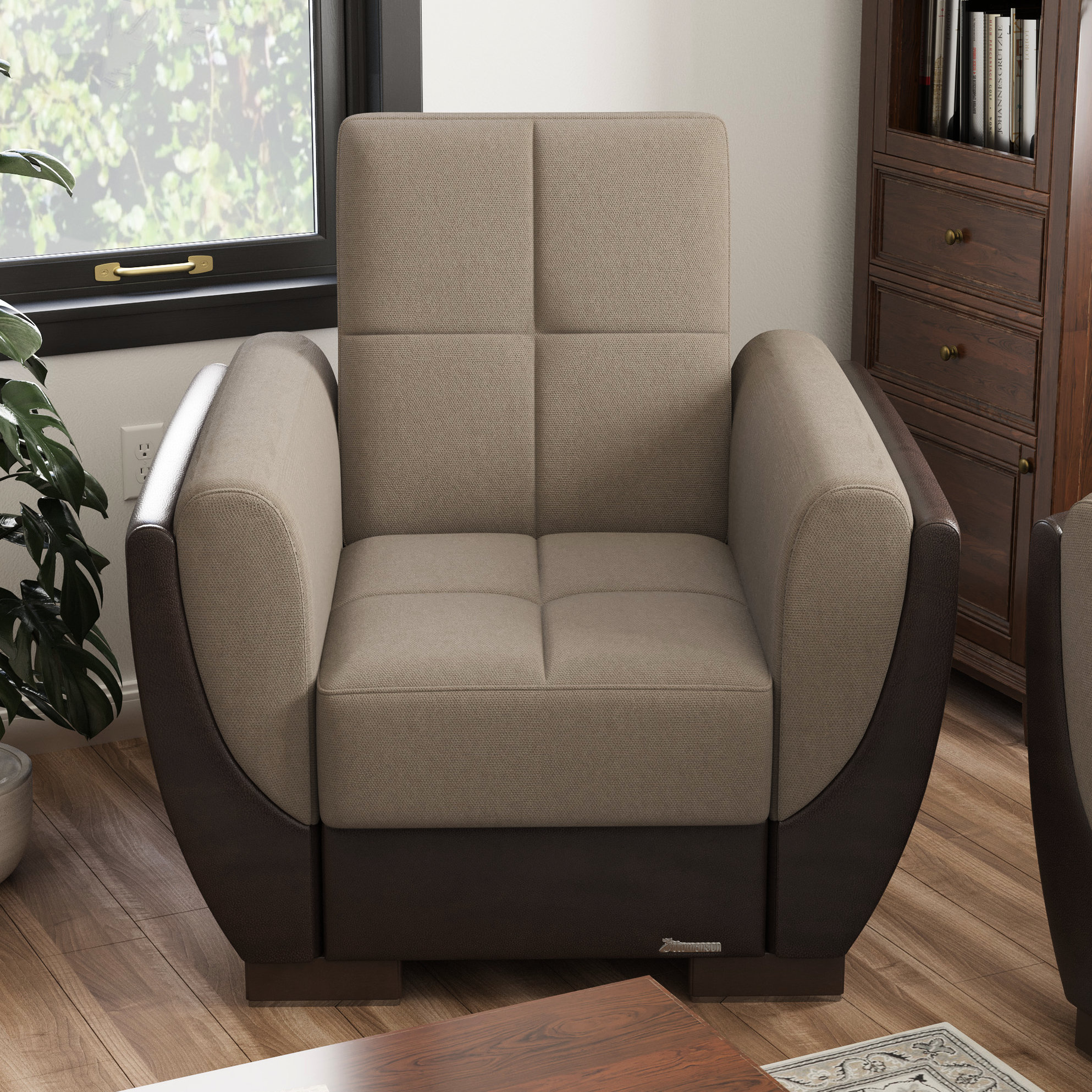 Hokku Designs Convertible Armchair In Chenille - Space Saving Feature ...