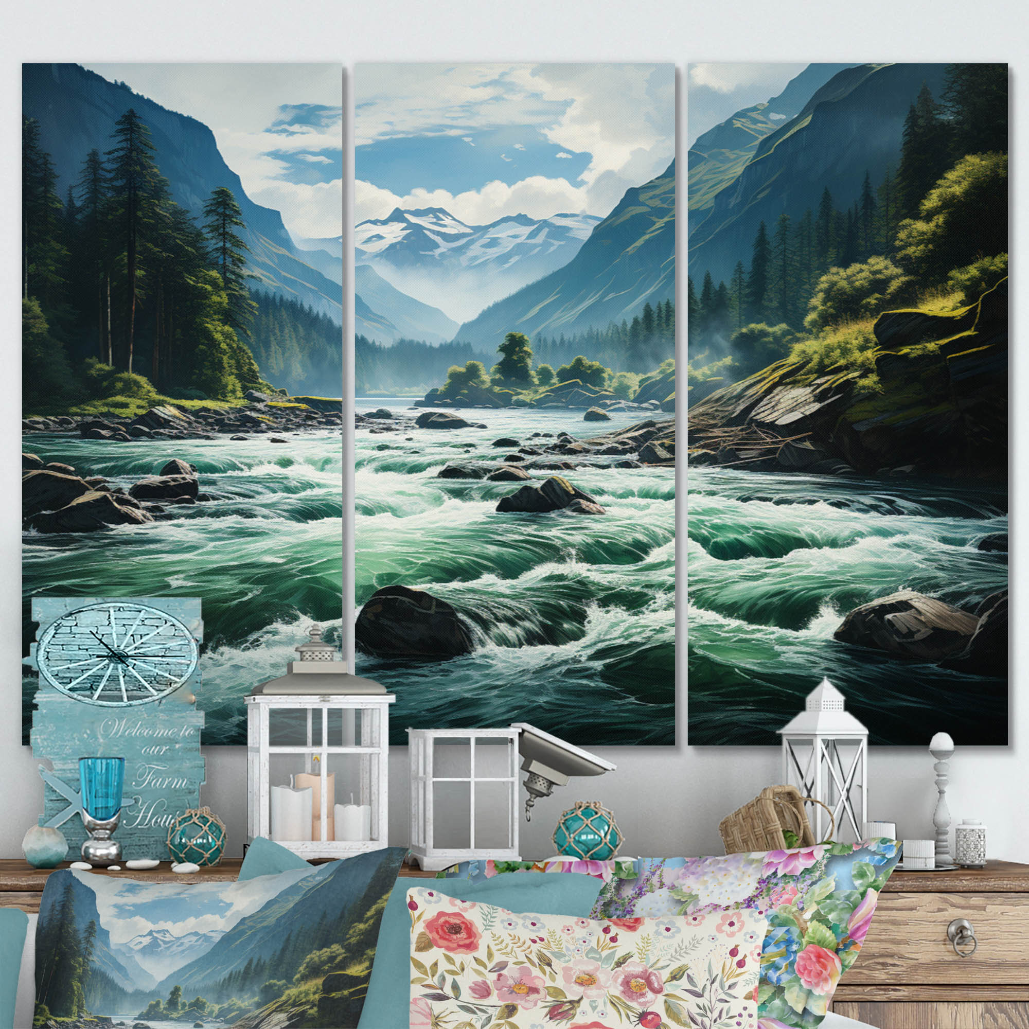 Millwood Pines River Reflections I - Lakes & Rivers Metal Wall Decor ...