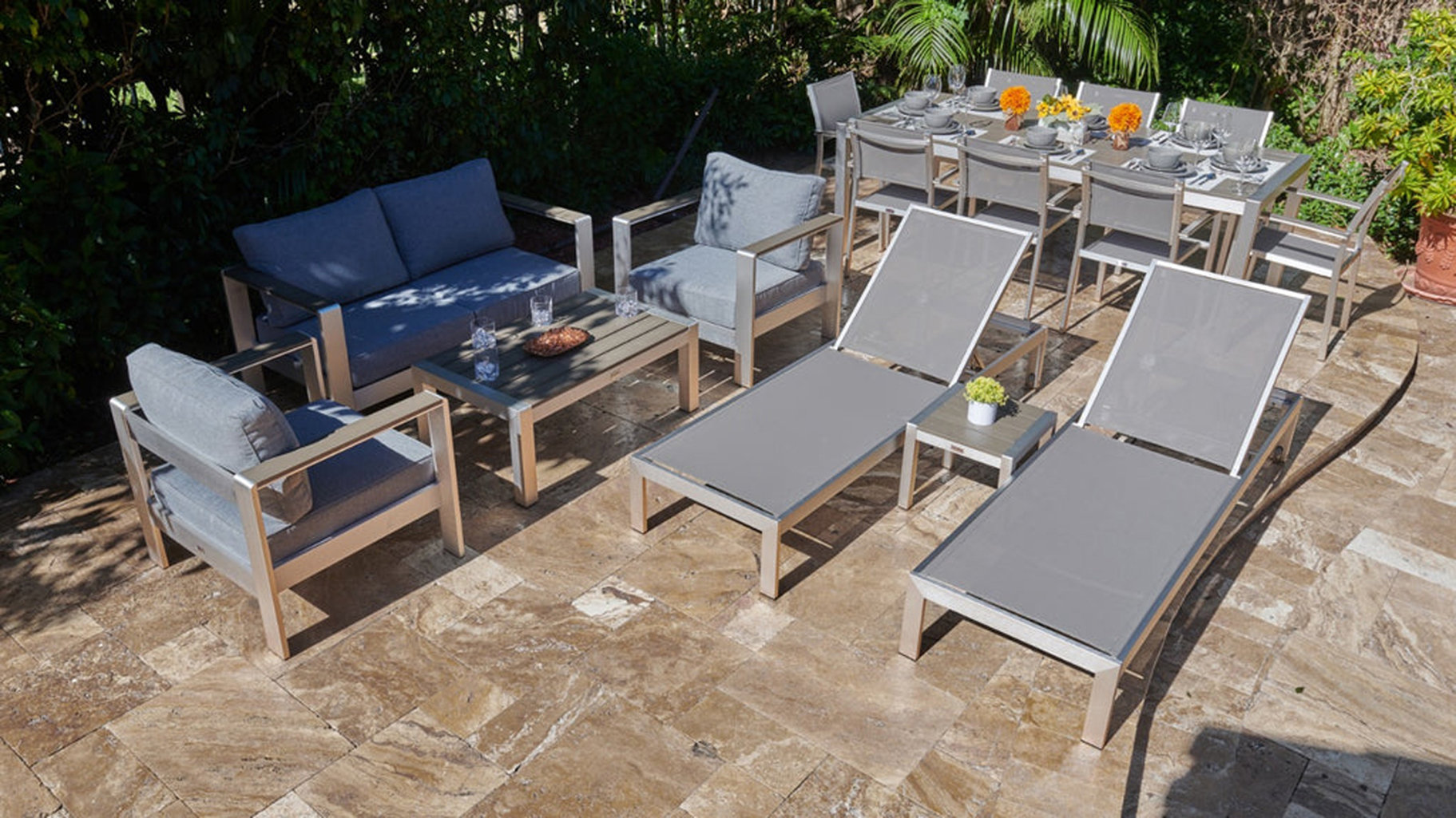 AKOYA Outdoor Essentials 16 Piece Complete Patio Set | Wayfair