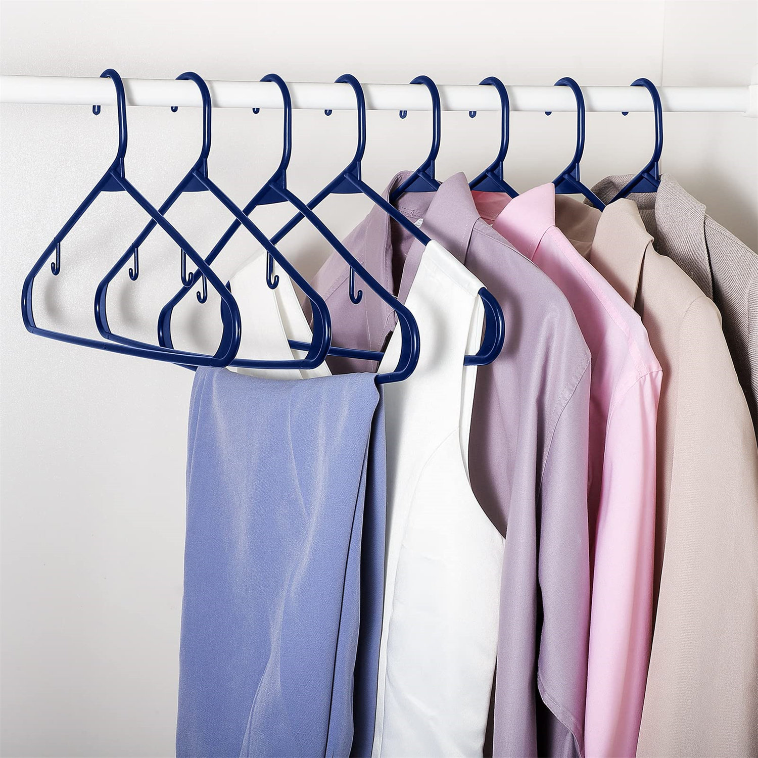Rebrilliant Navy Blue Plastic Hangers - 60 Pack, Flexible & Space ...