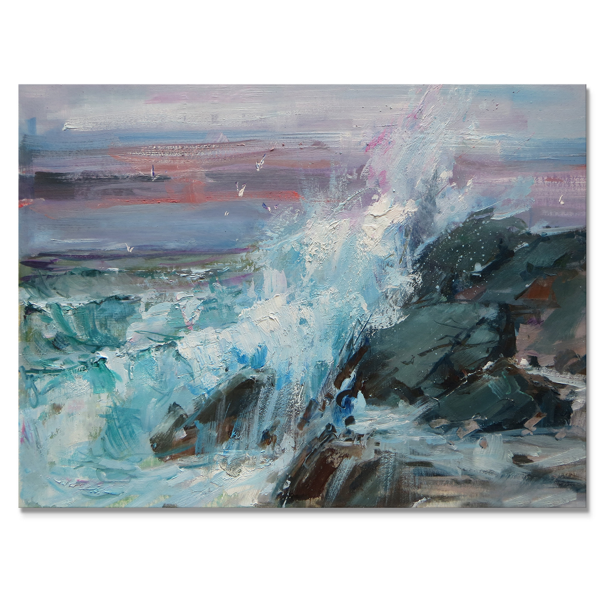 Highland Dunes Storm Waves Crashing On Rocks II - Nautical & Coastal ...