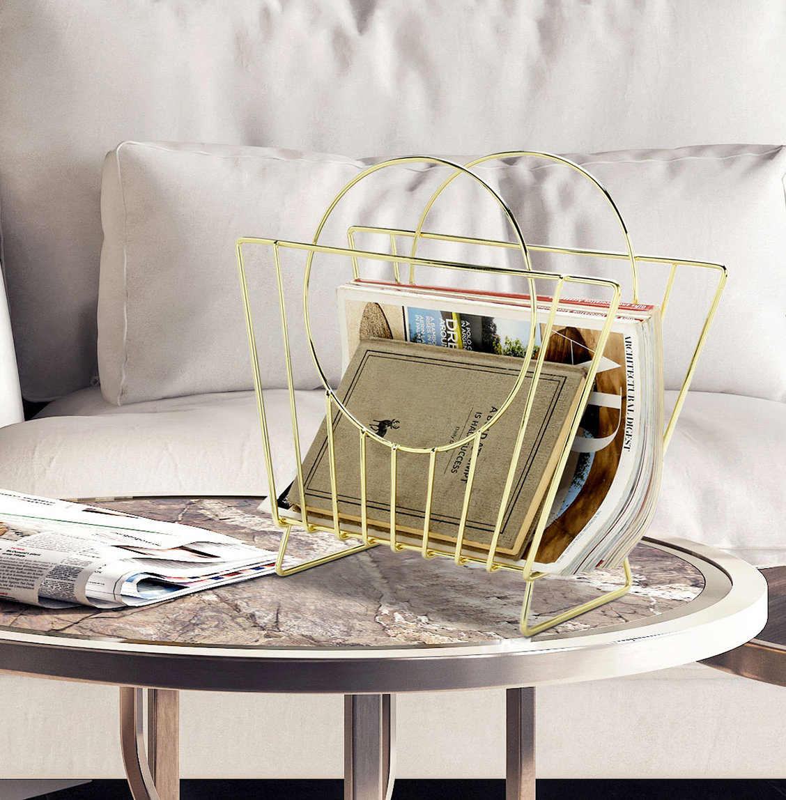 Mercer41 Earla Gold Magazine Holder Rack | Wayfair