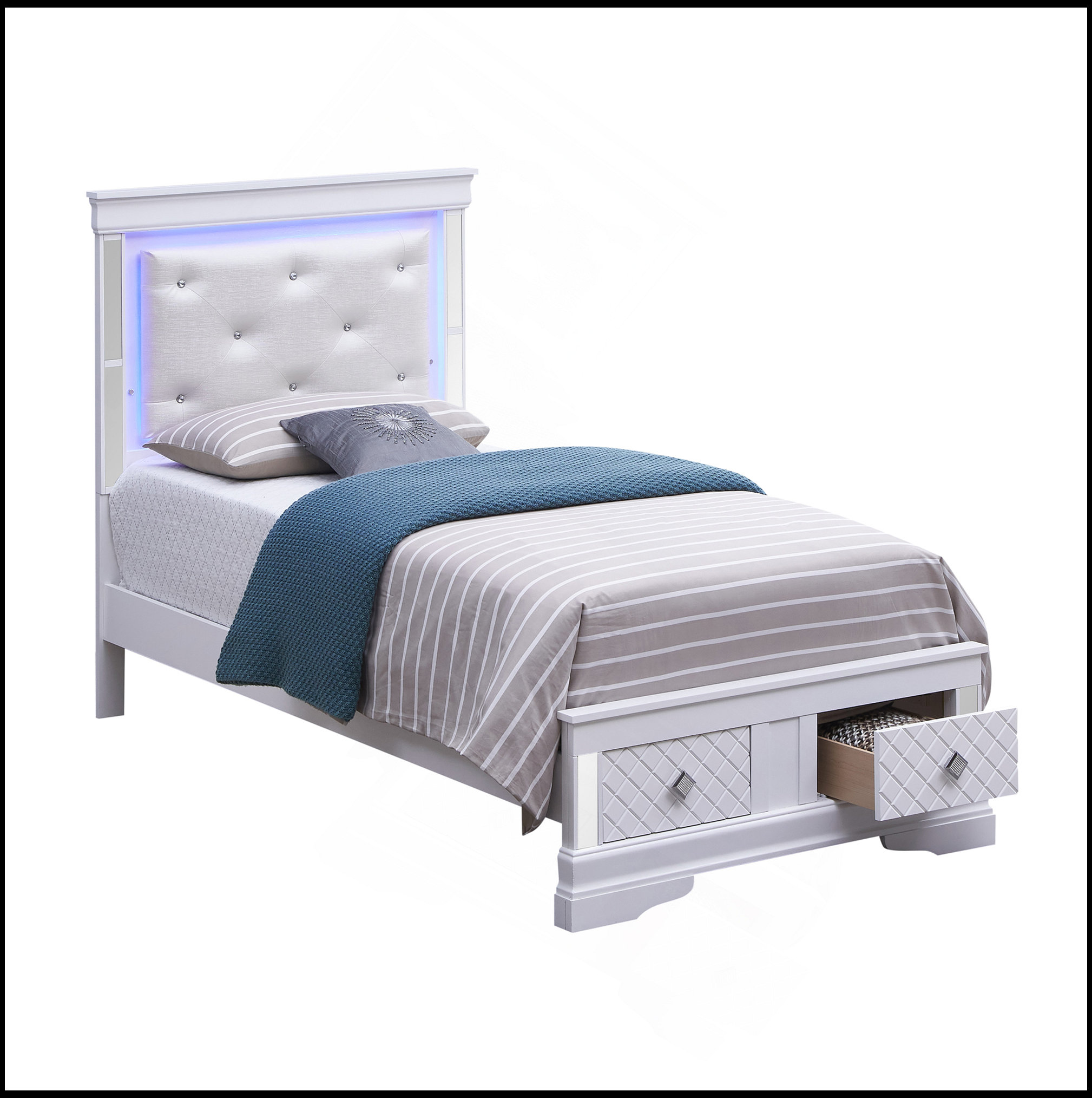 Orren Ellis Charming Queen Bed With Stylish Accents For Dreamy Nights | Wayfair