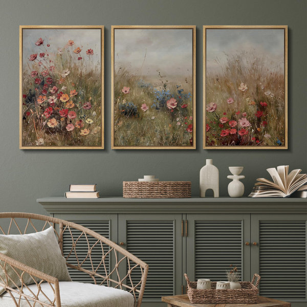 wall26 Pastoral Wildflower Fields Rustic Farmhouse Decor Artwork Wall ...