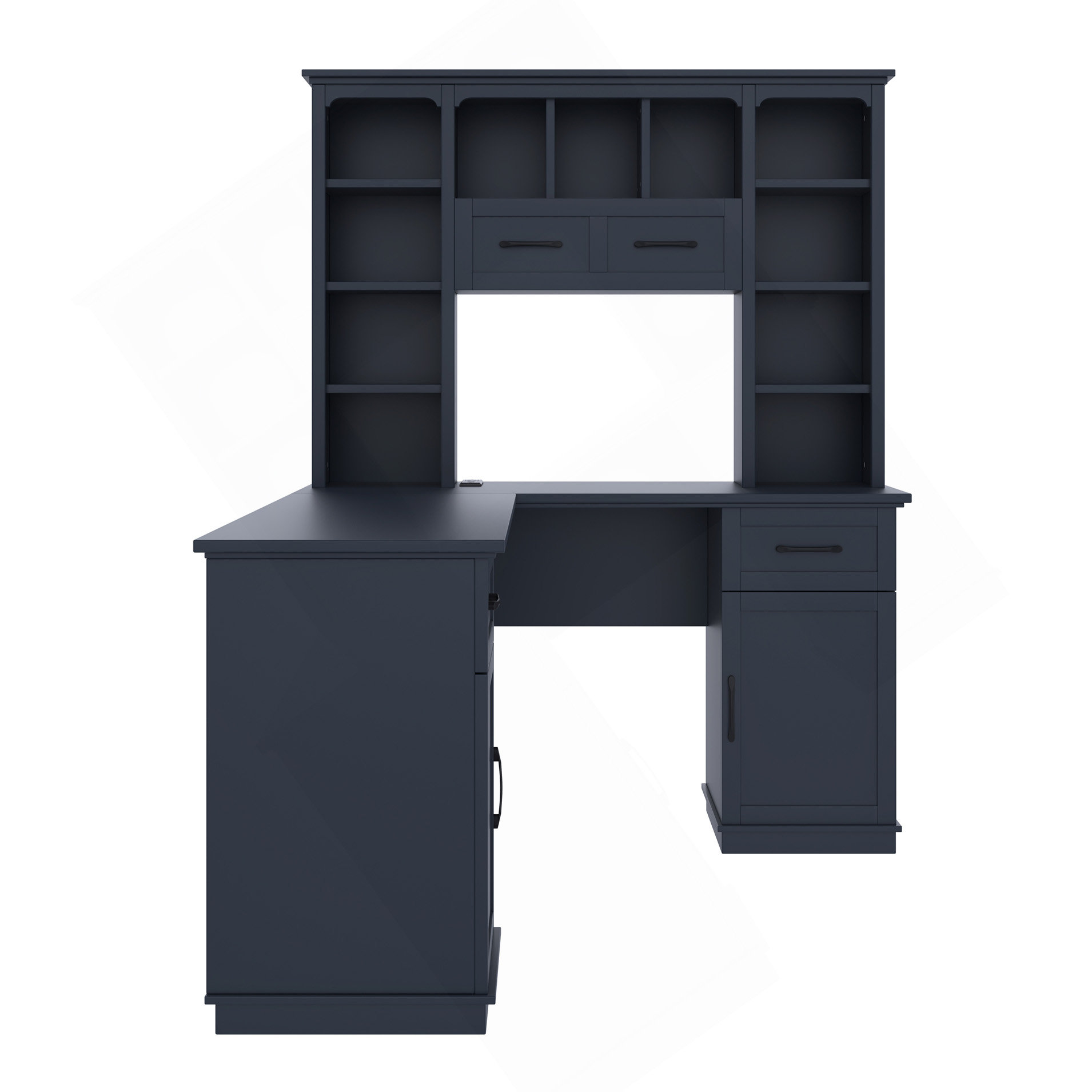 Inbox Zero L-Shaped Computer Desk With 2 Cabinets And 2 Drawers ...