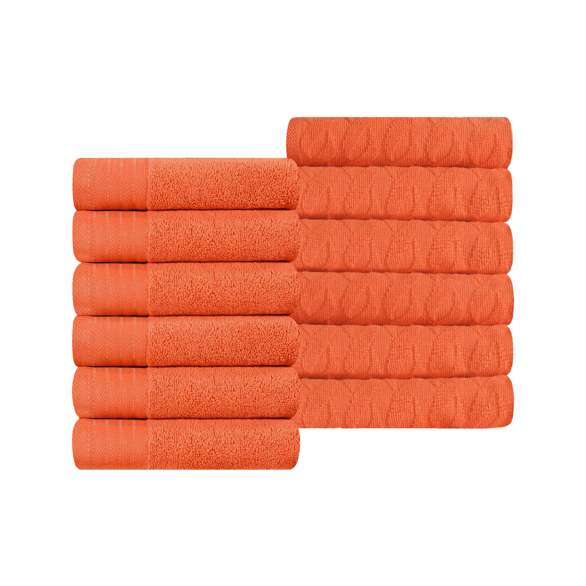 Ebern Designs Dayeli Turkish Cotton Jacquard and Solid Medium Weight Washcloth Towel Set (Set of ...