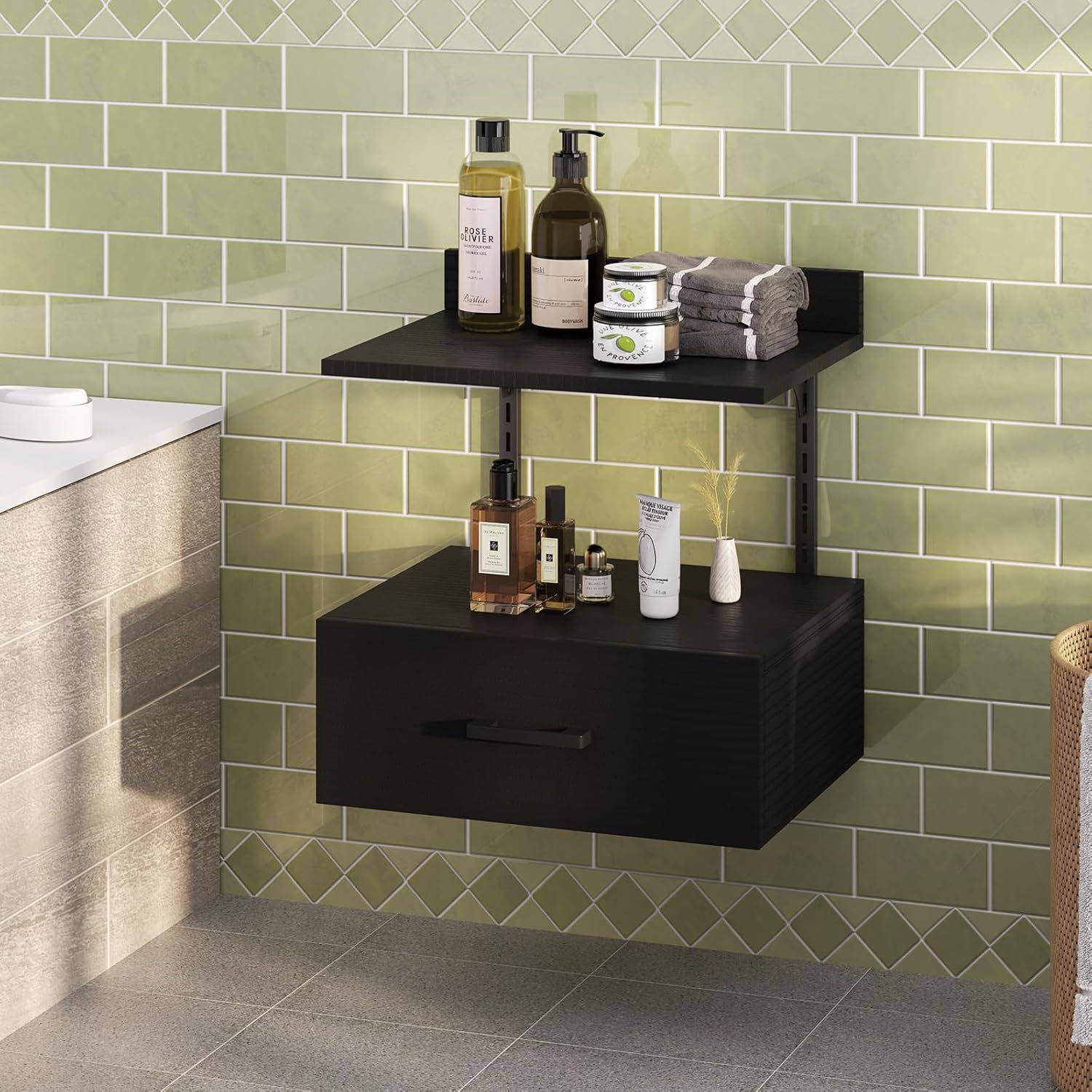 Ebern Designs Floating Nightstand With Drawer, Modern Wall Mounted ...