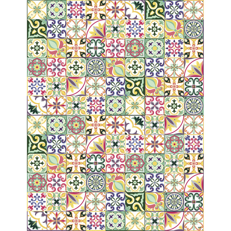 Rosalind Wheeler Littell Geometric Pink/Green/Yellow Area Rug | Wayfair ...