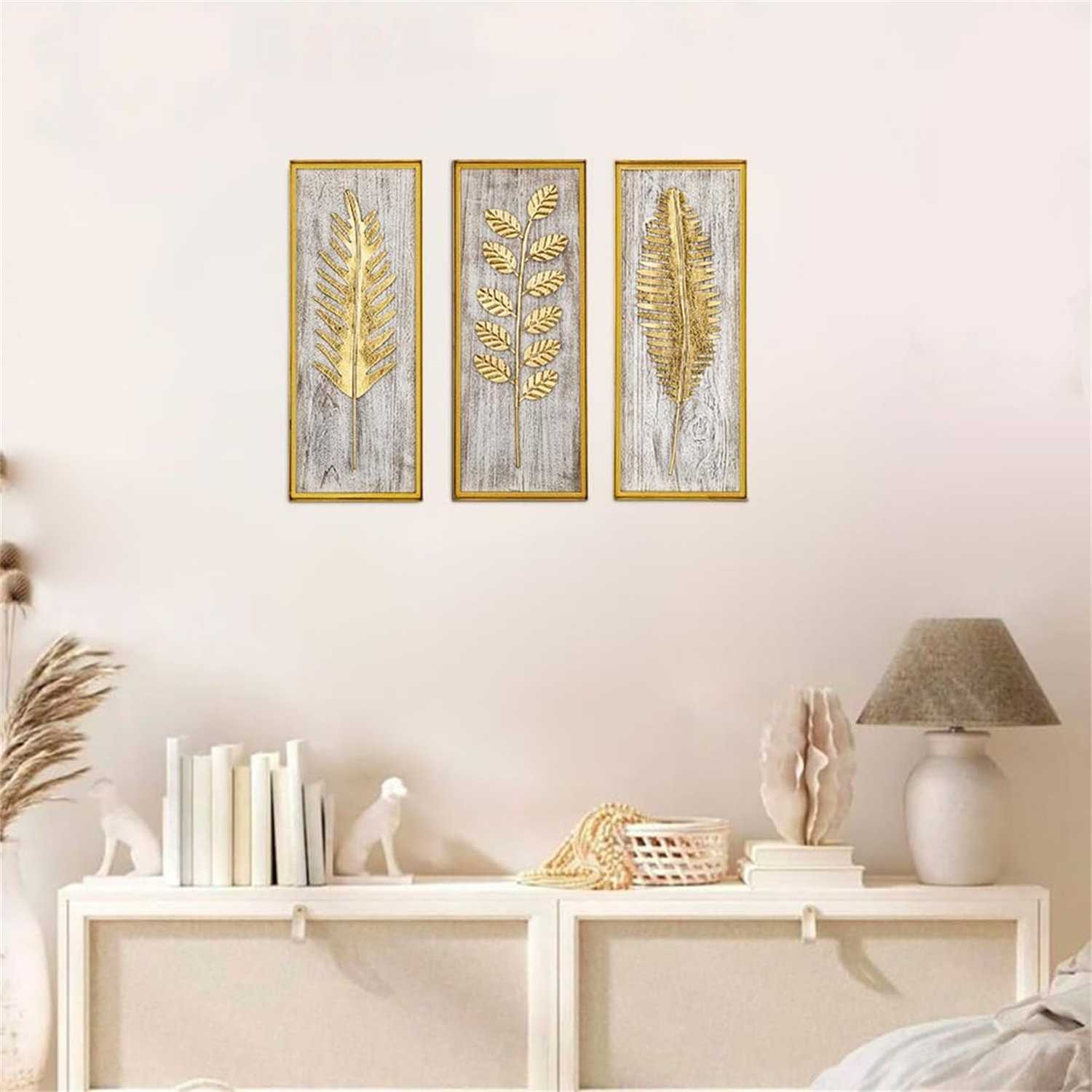 Everly Quinn Metal Wall Art with Wooden Base, Metal Frame Gold Wall ...