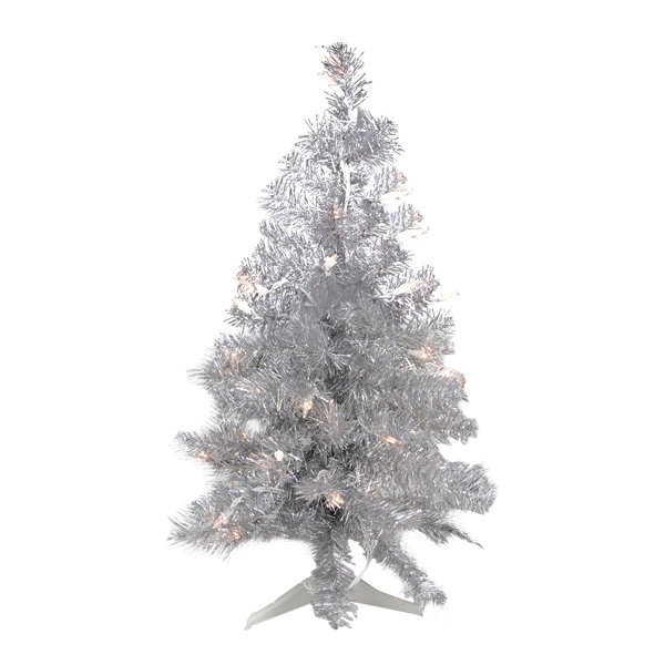 Northlight Seasonal 2' Pre-lit Silver Iridescent Pine Artificial Tinsel ...