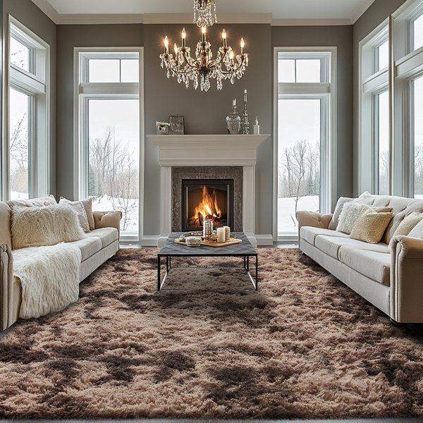 GERBIT Tie Dye-Coffee carpet, super fluffy, soft and thick living room ...