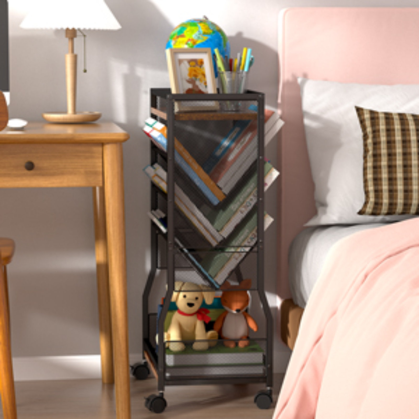 MASMIO 8 Tier Rolling Book Cart with Wheels | Wayfair