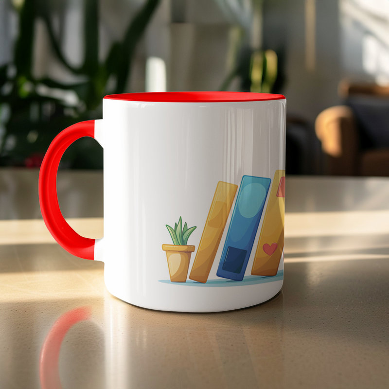 East Urban Home Set of 2 Kids Drawing Style 11oz Accent Mugs – White ...