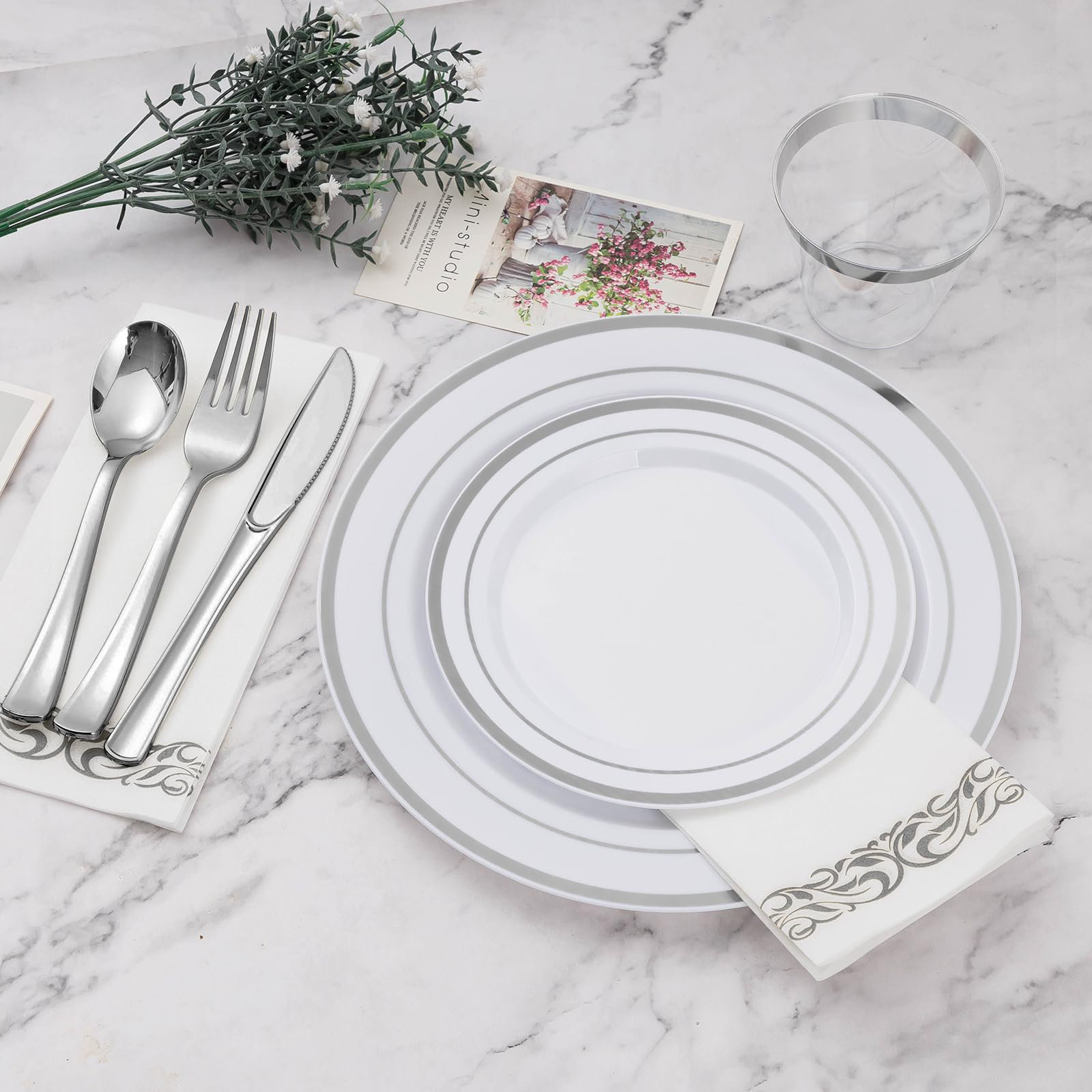 PRIMEX CABINETRY, INC. 175 PCS Silver Dinnerware Set For 25Guests ...