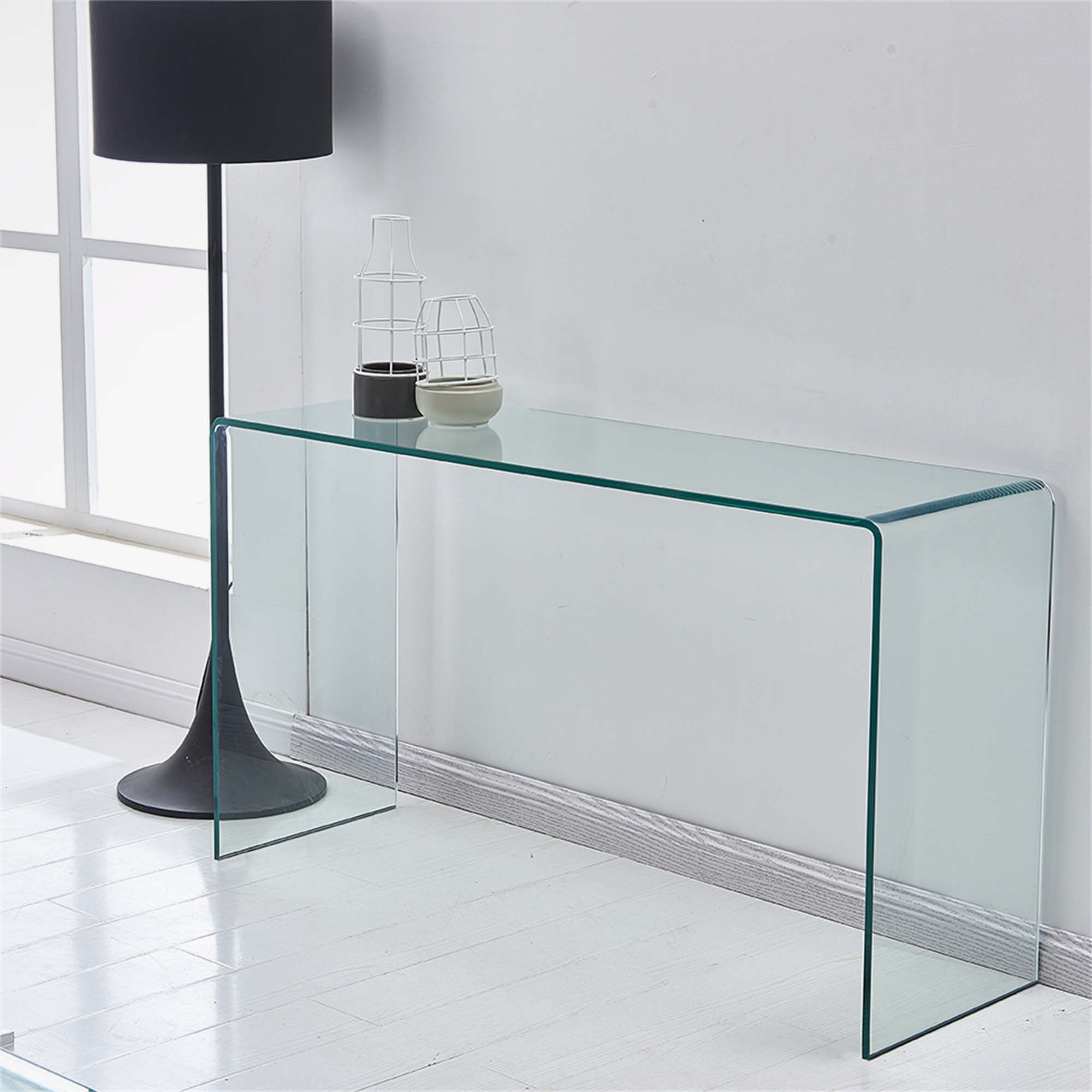 Brayden Studio® Console en verre transparent, canapé transparent ...