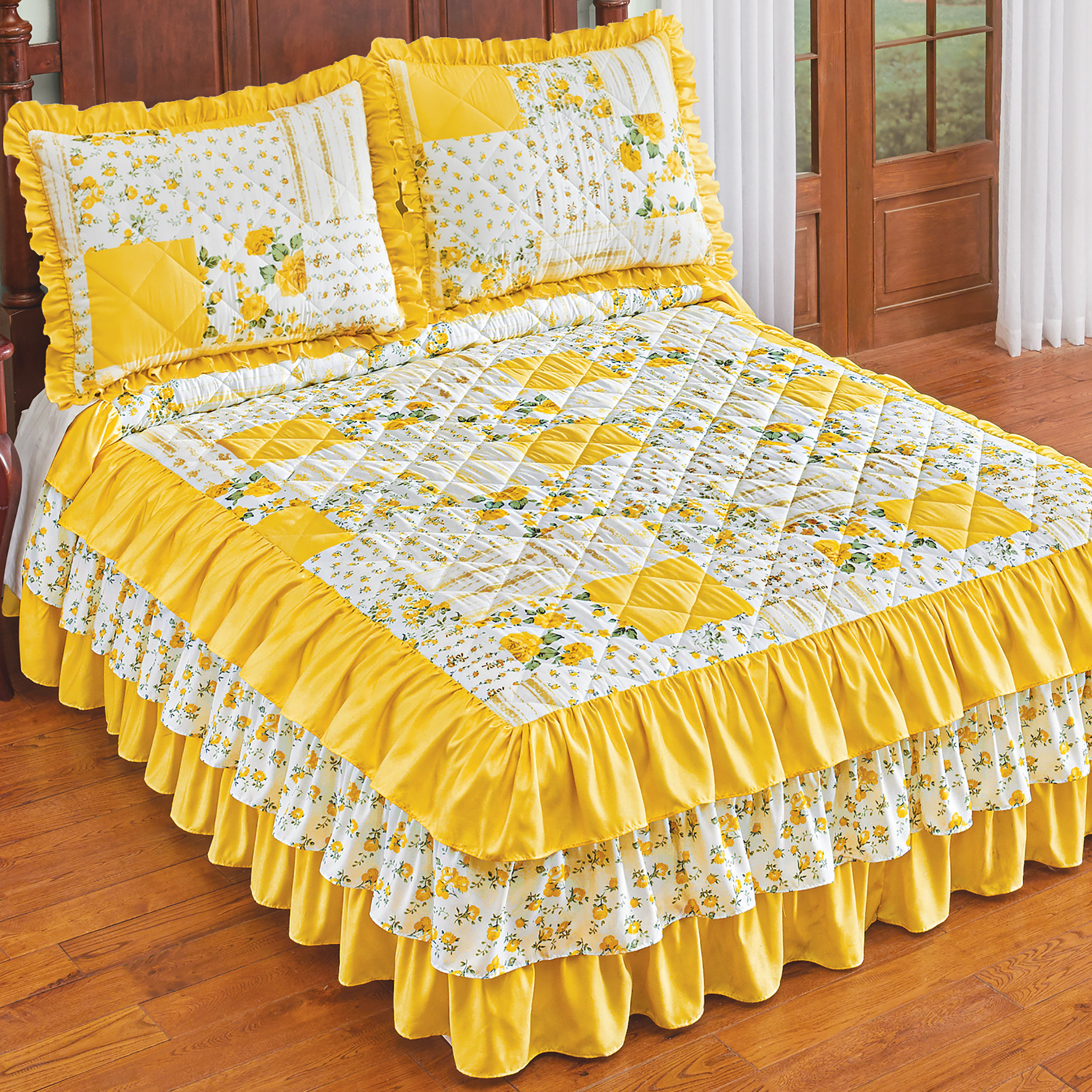 Winston Brands Yellow/White Microfiber Coverlet/Bedspread | Wayfair