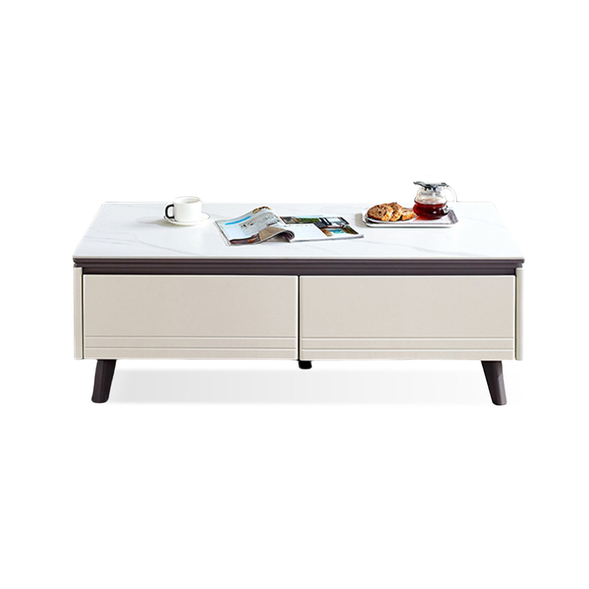 Decordreamss 47.24" Offwhite Sintered Stone Rectangular Coffee Table ...