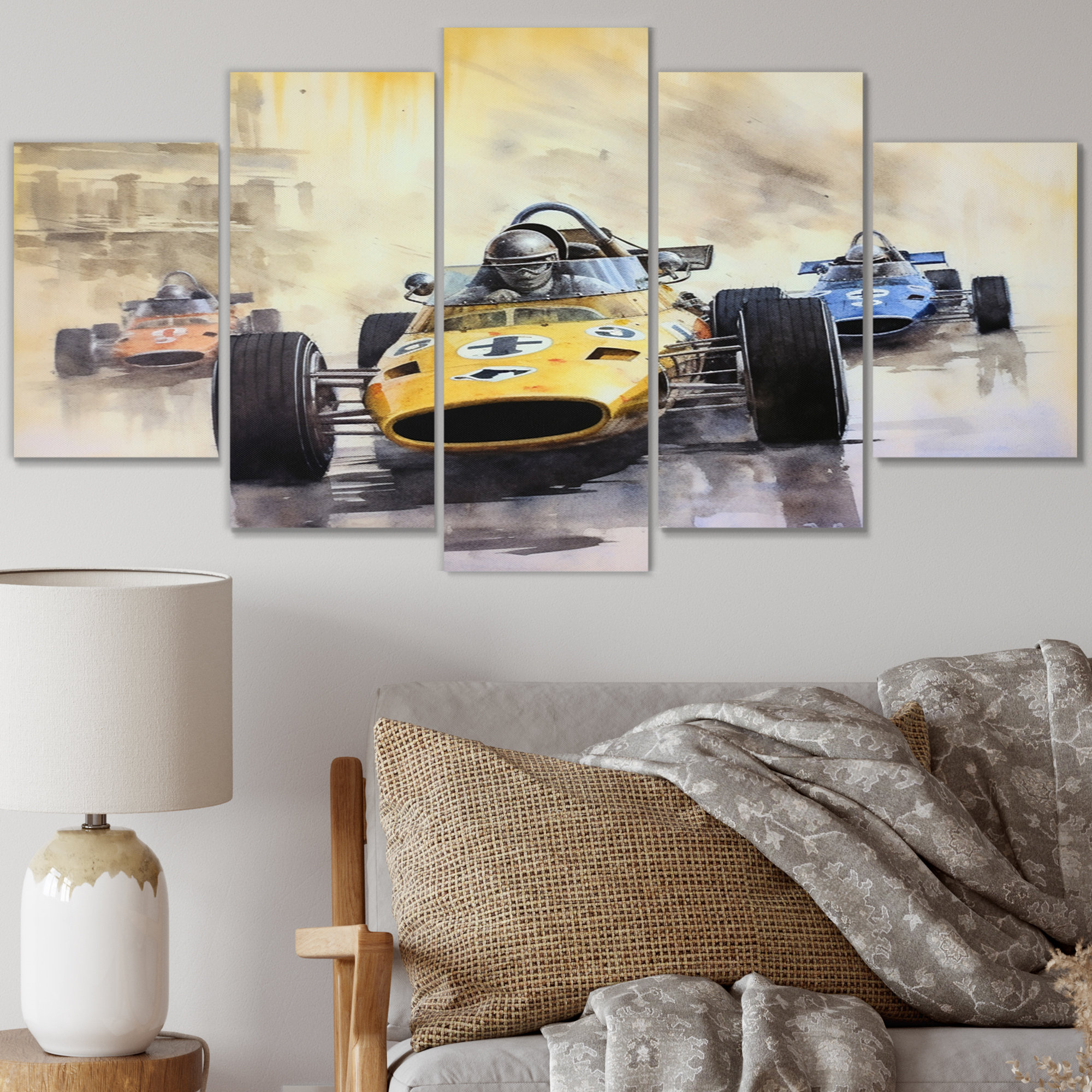 Design Art Vintage Formula Speedway Rush - Racing Metal Wall Decor Set ...