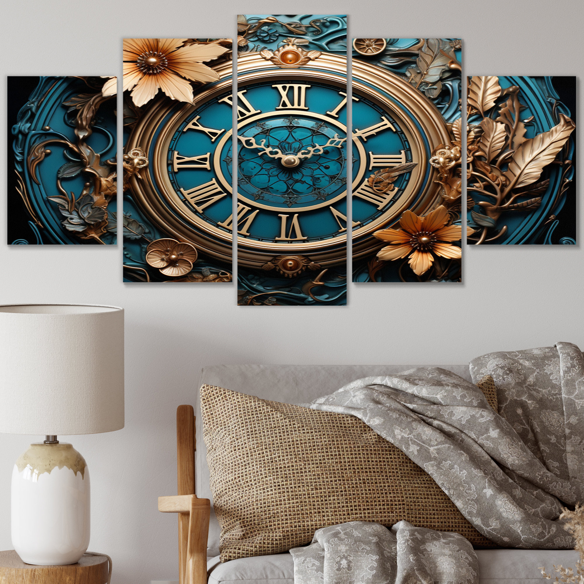 Design Art Clock Industrial Elegance I - Fashion Metal Wall Art Set ...