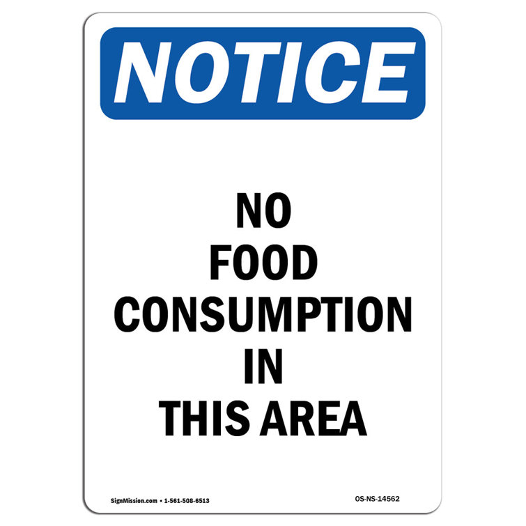 SignMission No Food Consumption in This Area Sign | Wayfair
